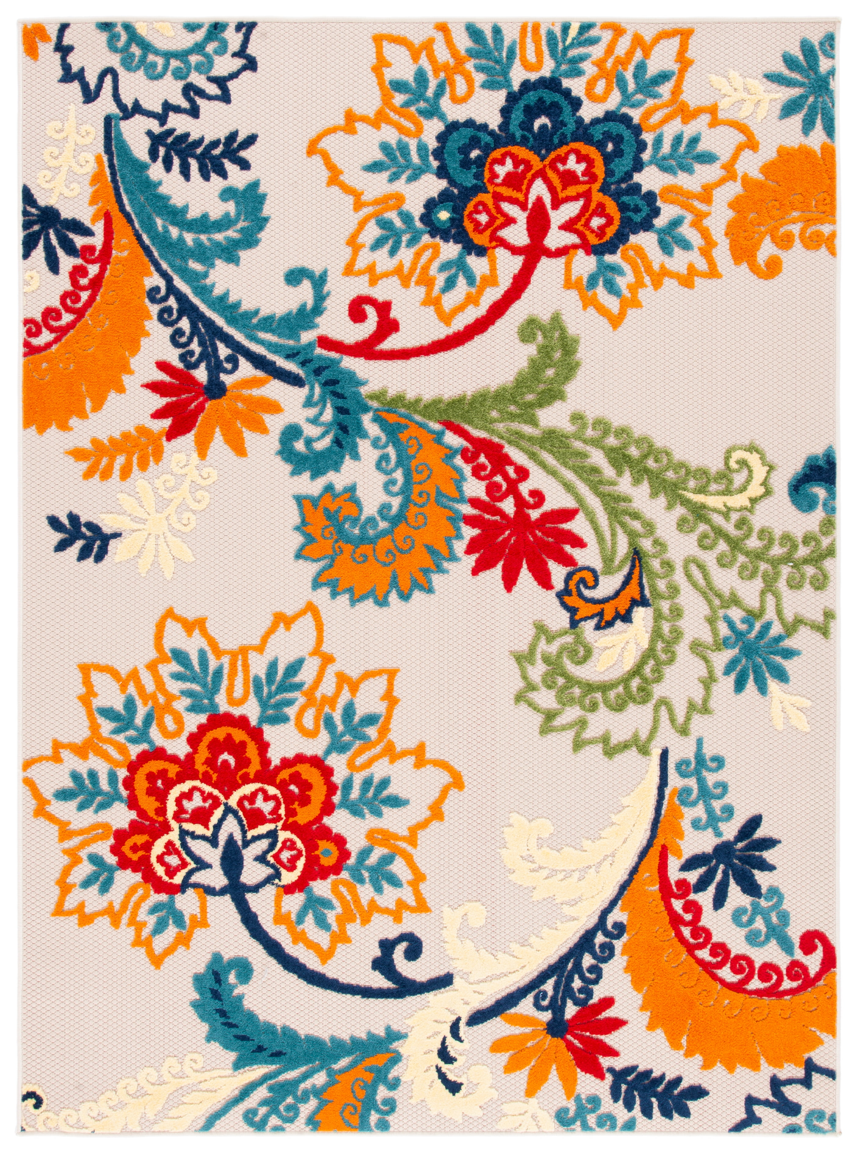 SAFAVIEH Cabana Lowell Floral Indoor/Outdoor Area Rug, Ivory/Blue, 5'3 ...