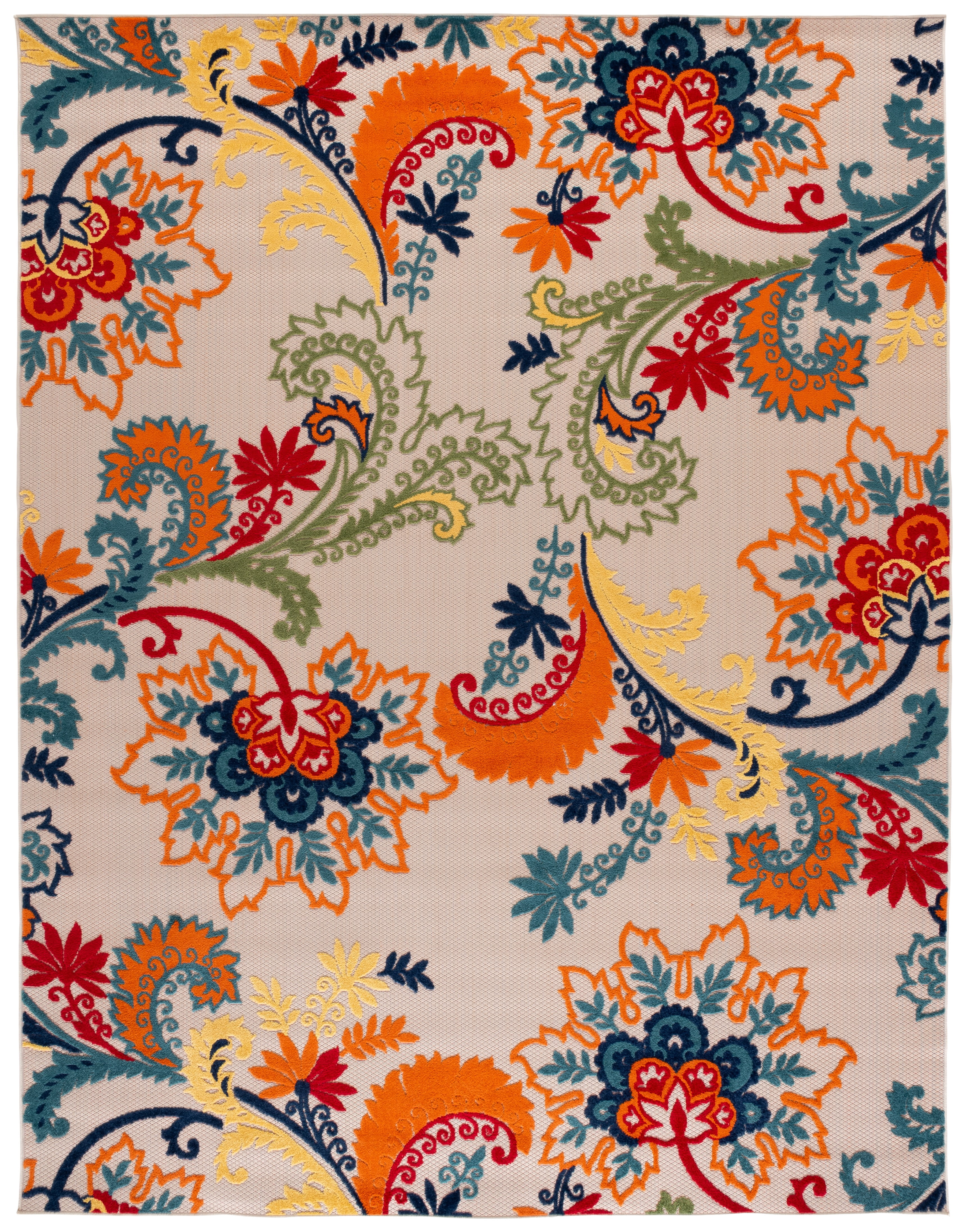 SAFAVIEH Cabana Lowell Floral Indoor/Outdoor Area Rug, Ivory/Blue, 6'7 ...