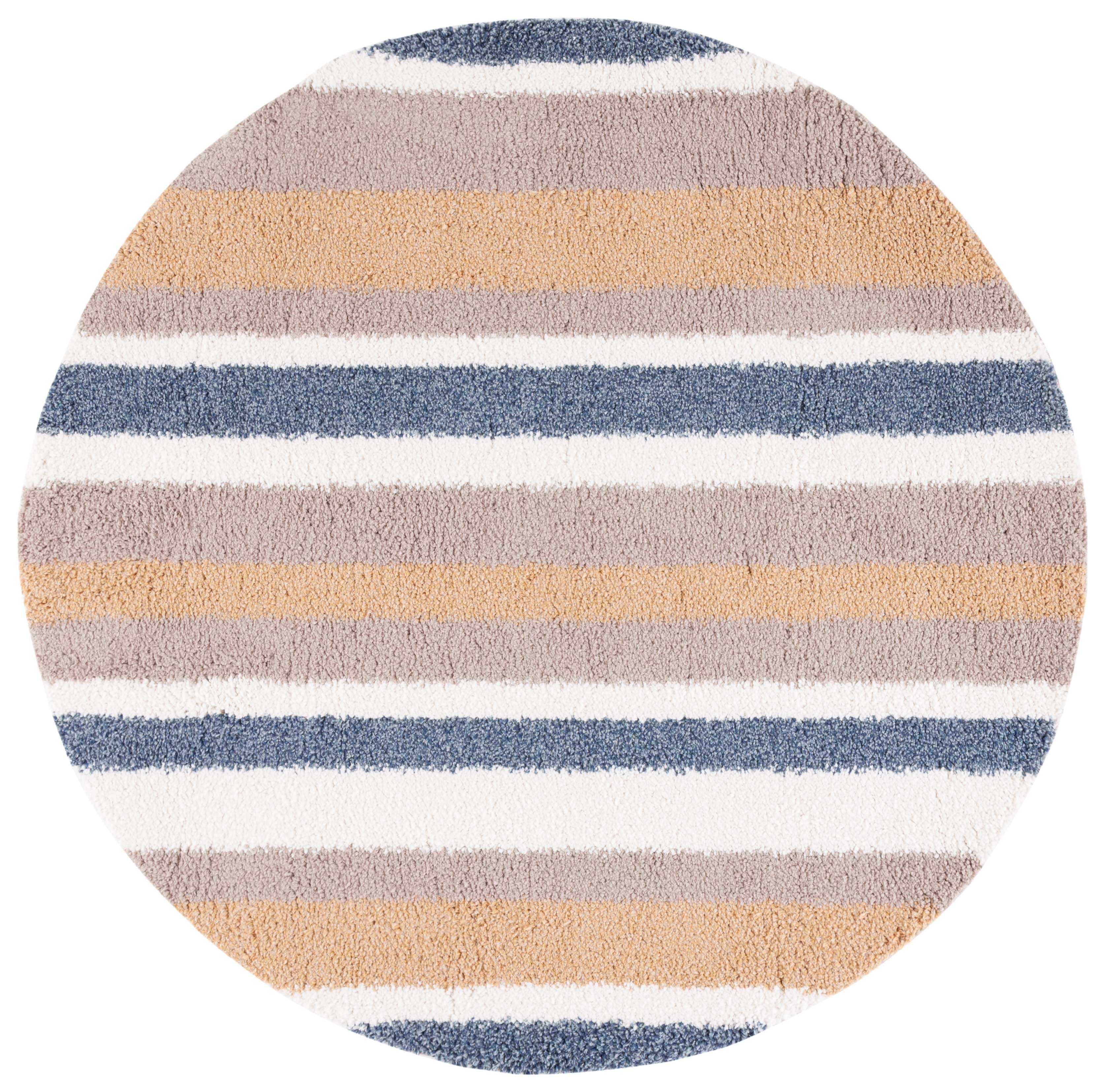 SAFAVIEH Calico Doroteja Striped Polyester Shag Area Rug, Taupe/Ivory ...