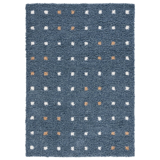 SAFAVIEH Calico Mattie Dot-Print Polyester Shag Area Rug, Blue/Ivory, 4 ...