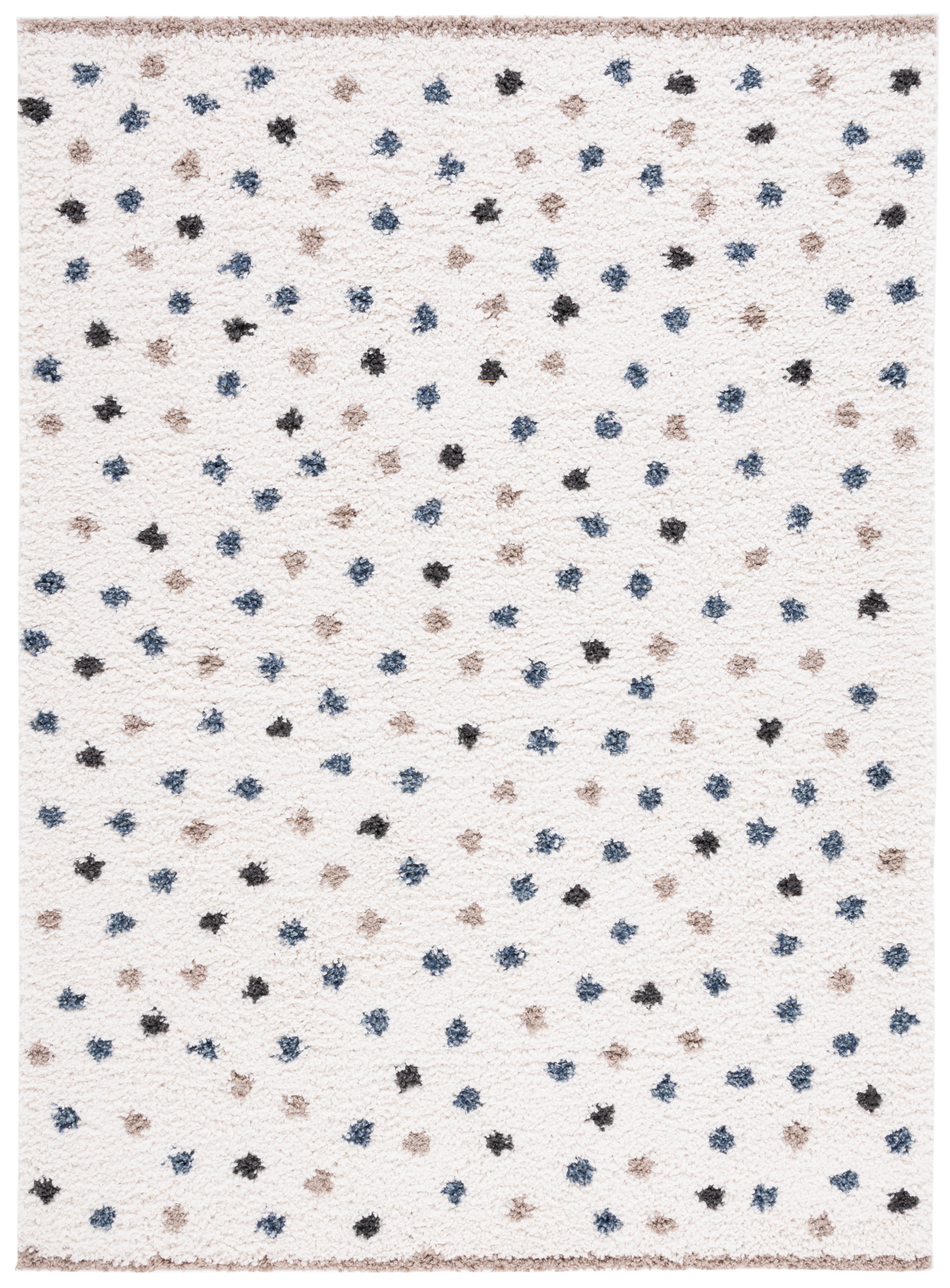 SAFAVIEH Calico Mattie Dot-Print Polyester Shag Area Rug, Ivory/Taupe ...