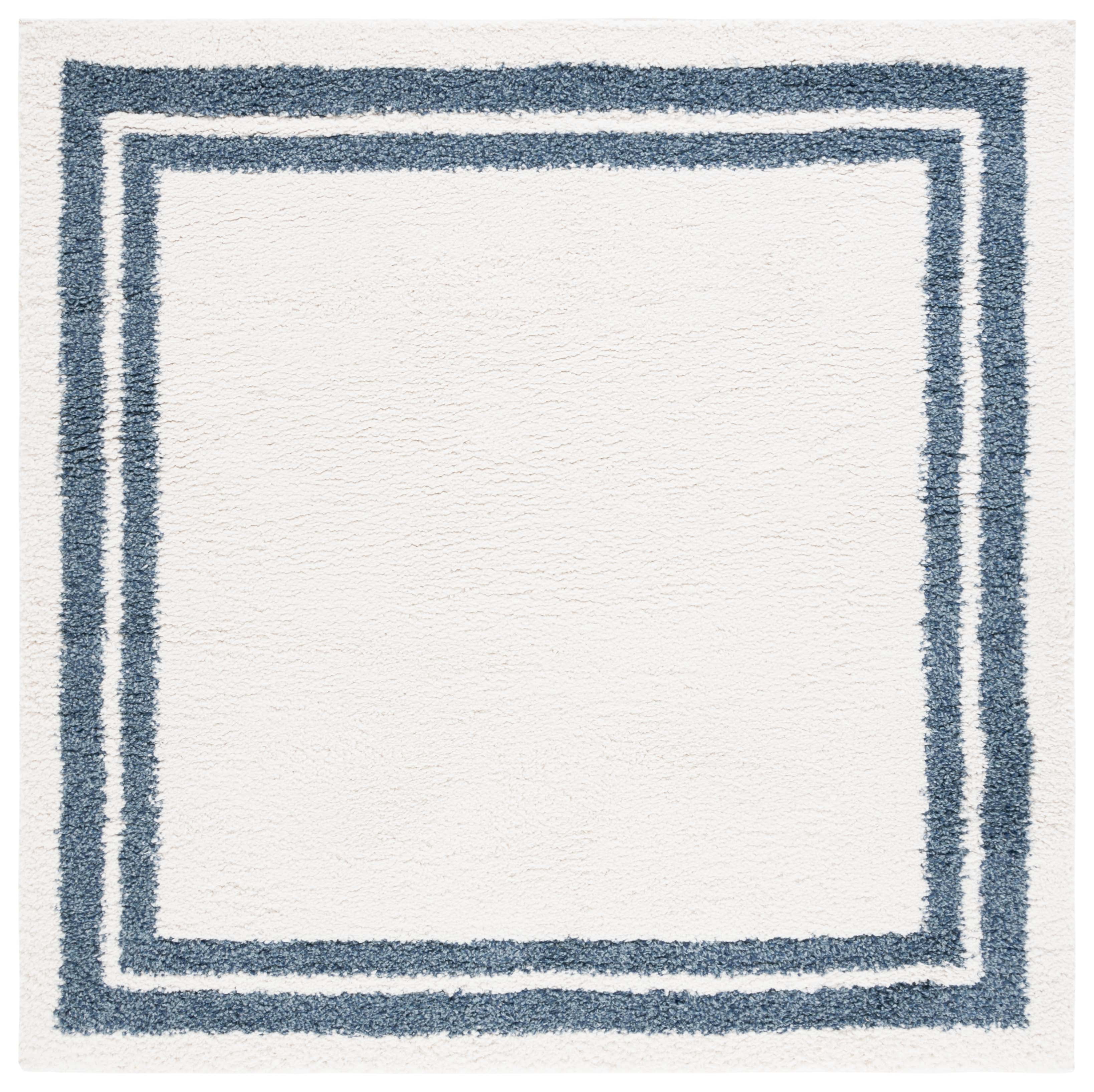 SAFAVIEH Calico Stojan Geometric Polyester Shag Area Rug, Ivory/Blue, 6 ...