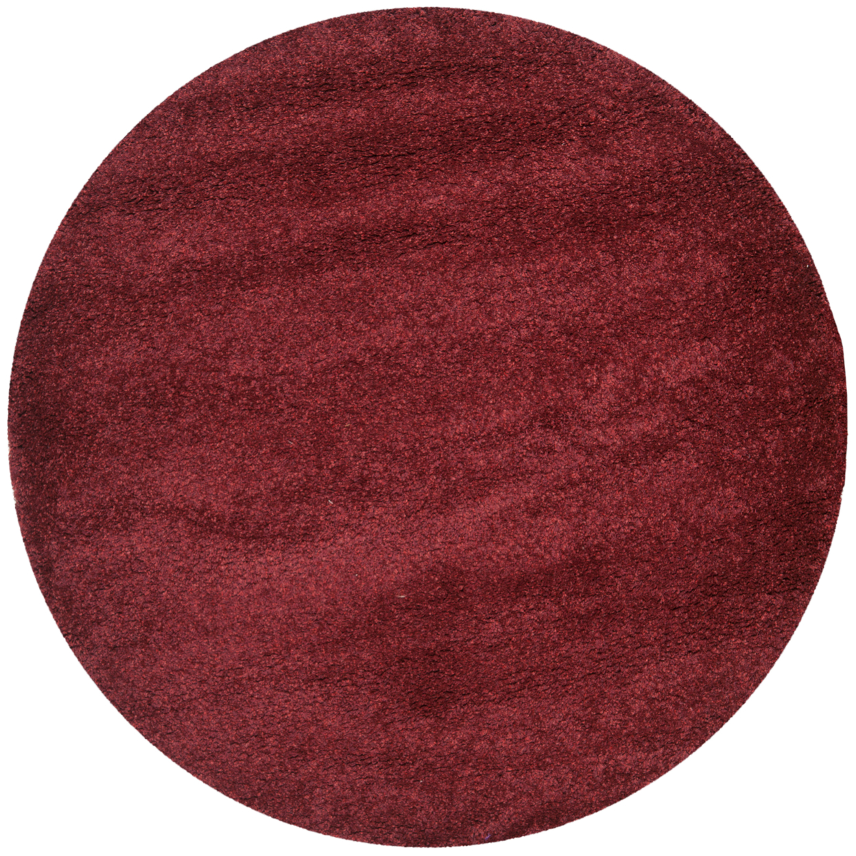 SAFAVIEH California Solid Plush Shag Area Rug, Maroon, 4' x 4' Round ...