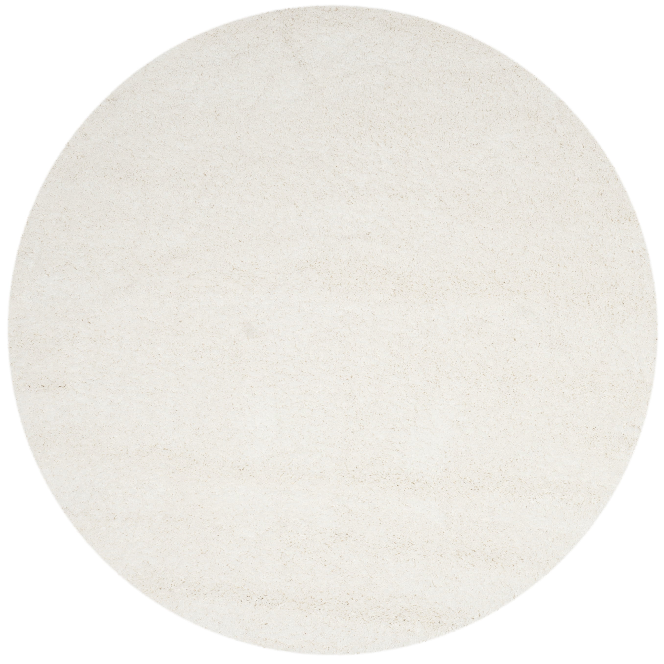 SAFAVIEH California Solid Plush Shag Area Rug, White, 3' x 3' Round ...