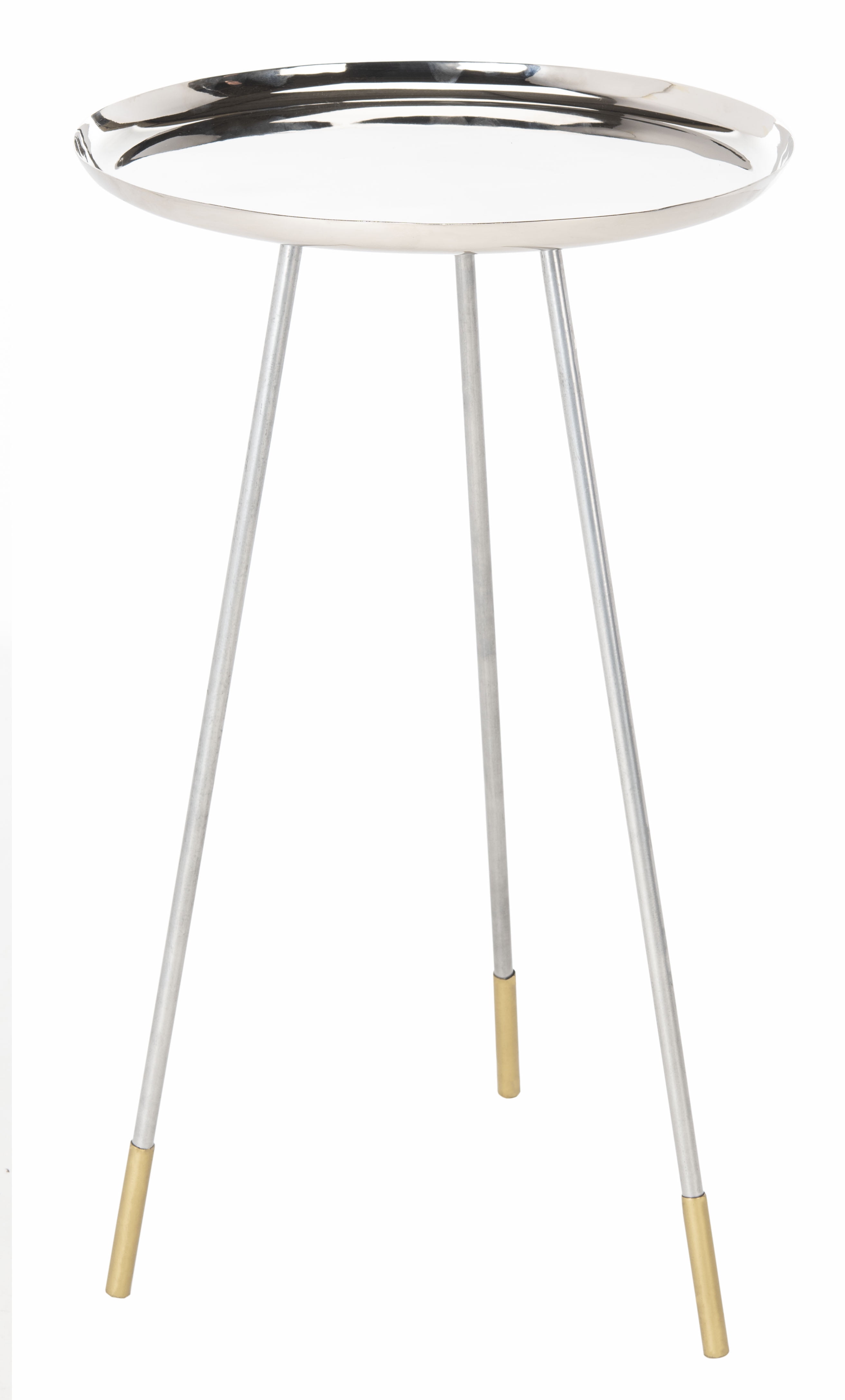 SAFAVIEH Calix Tri Leg Contemporary Glam Side Table, Silver/Gold ...