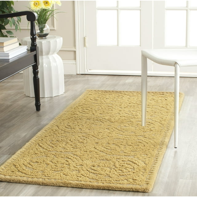 SAFAVIEH Cambridge Avalon Geometric Wool Runner Rug, Light Gold/Dark ...