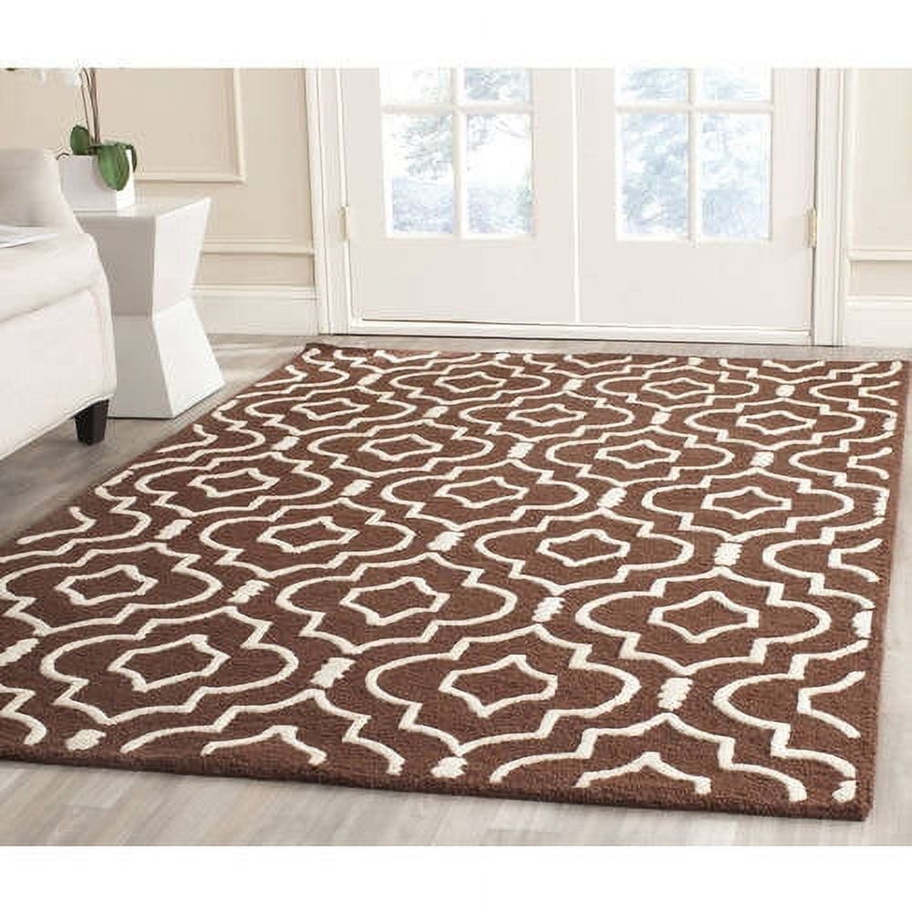 SAFAVIEH Cambridge Julian Geometric Wool Area Rug, Dark Brown/Ivory, 3 ...