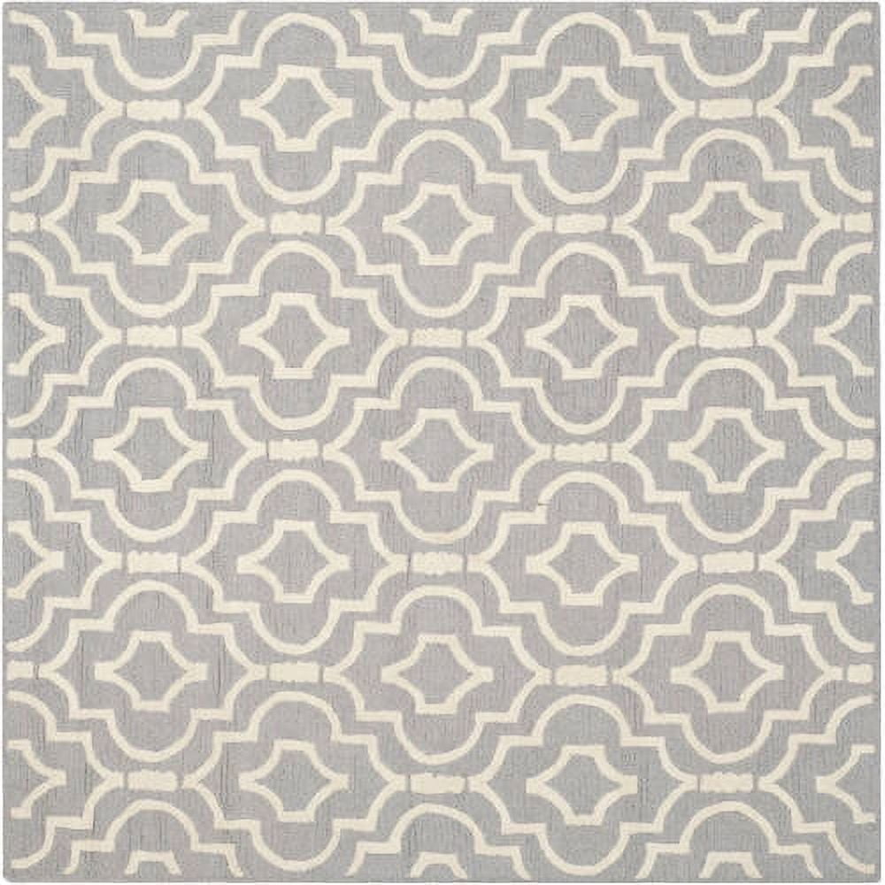 SAFAVIEH Cambridge Julian Geometric Wool Area Rug, Silver/Ivory, 6' x 6 ...