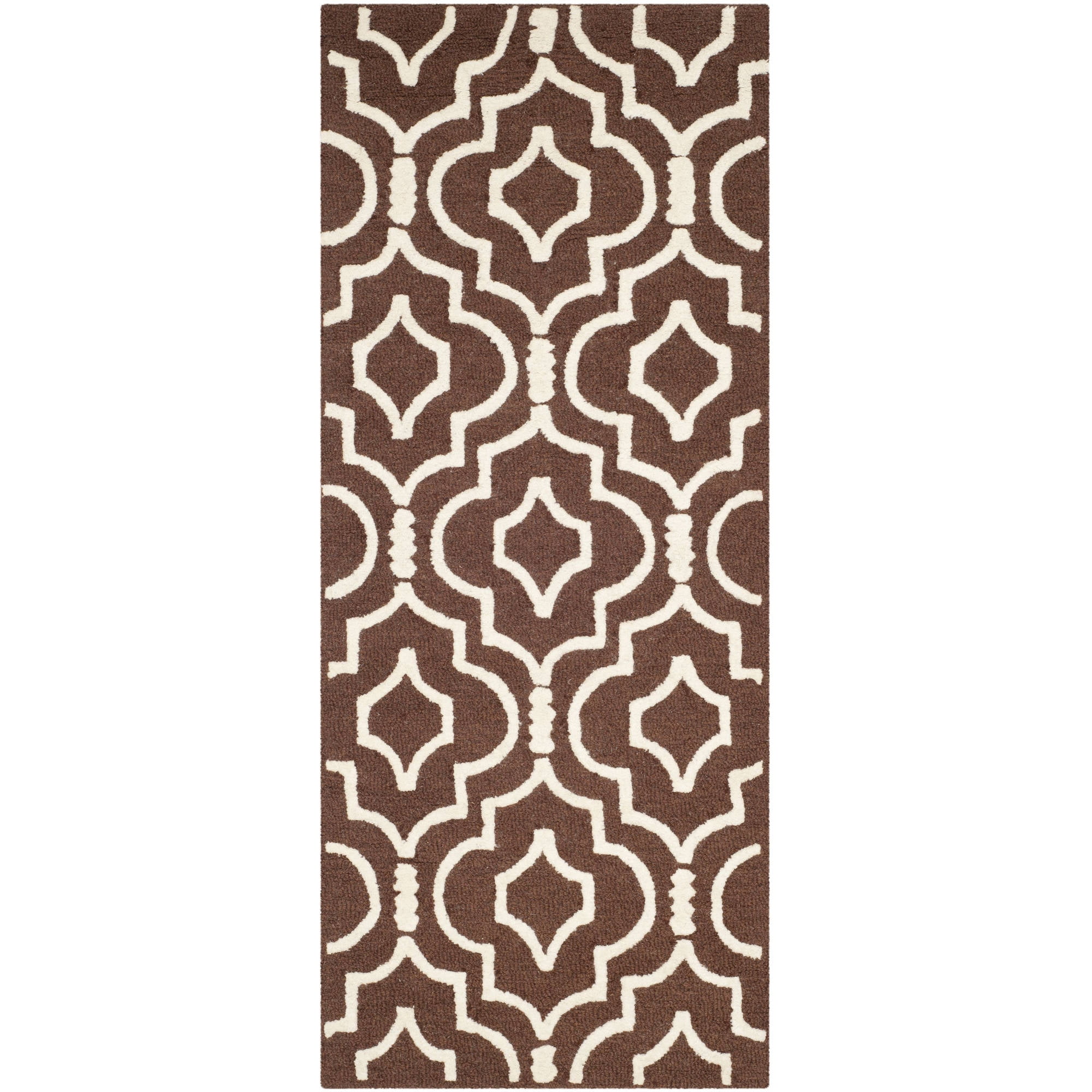 SAFAVIEH Cambridge Julian Geometric Wool Runner Rug, Dark Brown/Ivory ...