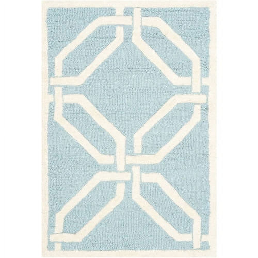 SAFAVIEH Cambridge Kierra Geometric Wool Area Rug, Light Blue/Ivory, 4 ...