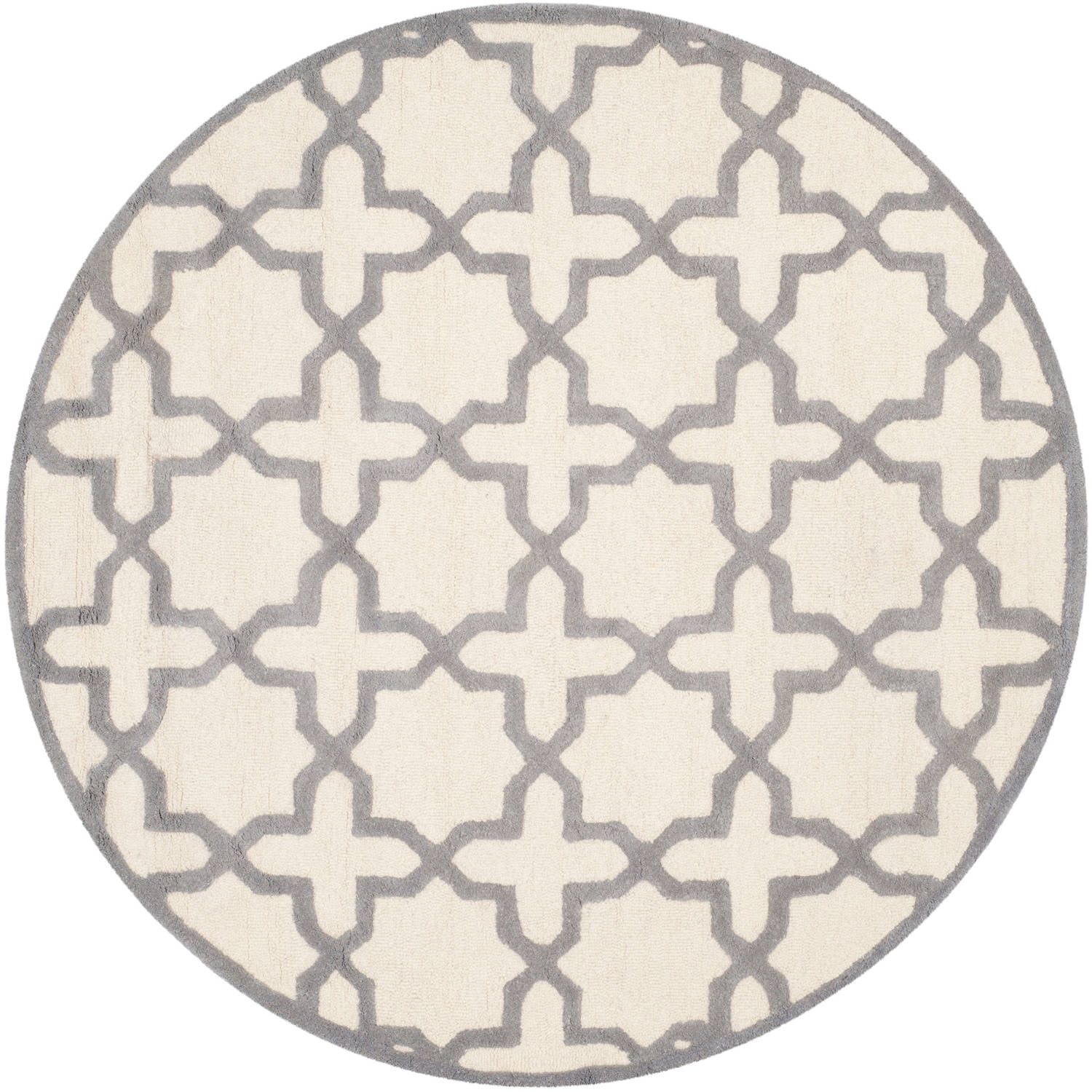 SAFAVIEH Cambridge Liz Geometric Wool Area Rug, Ivory/Silver, 6' x 6 ...
