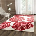 SAFAVIEH Cambridge Permelia Geometric Floral Wool Area Rug, Ivory/Red ...