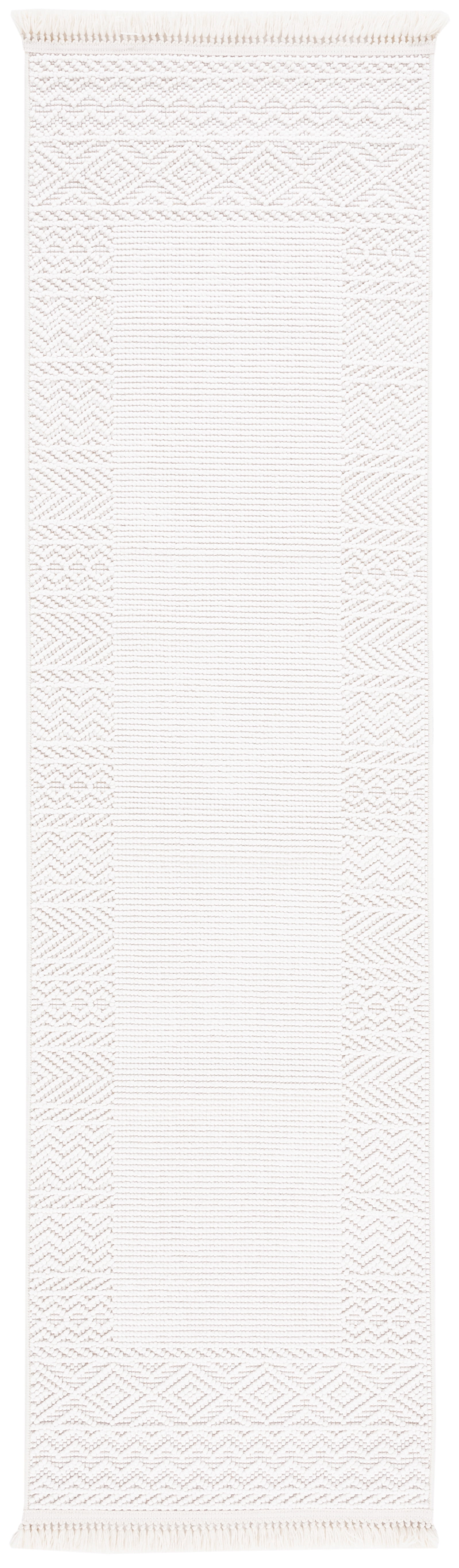 SAFAVIEH Camden Nathan Border Geometric Runner Rug, Ivory, 2'2" x 8 ...