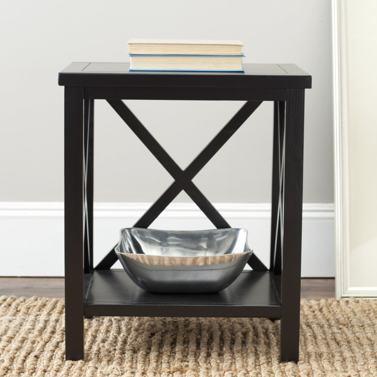 SAFAVIEH Candence Cross Back End Table Black - Walmart.com
