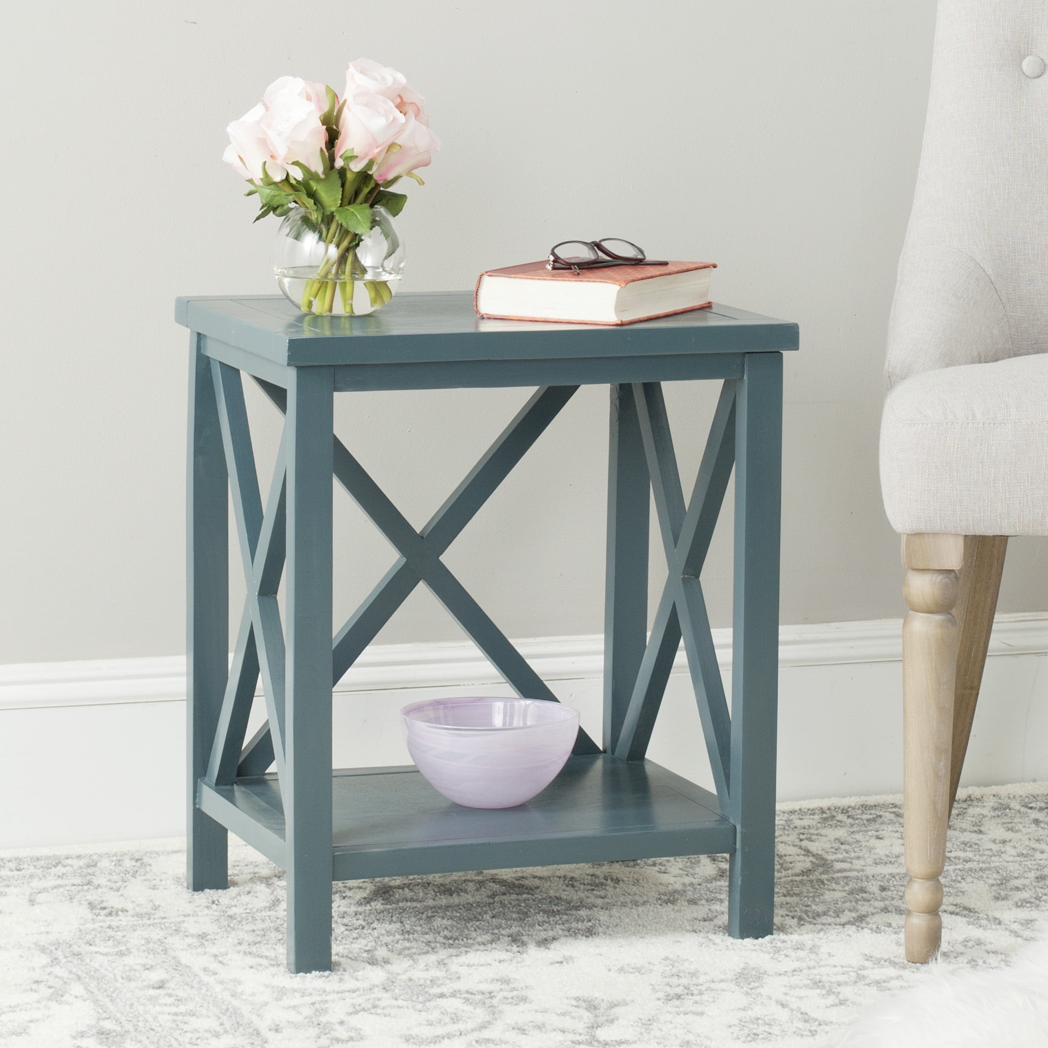 Free Shipping! Safavieh Candence Coastal Cross Back End Table Slate ...