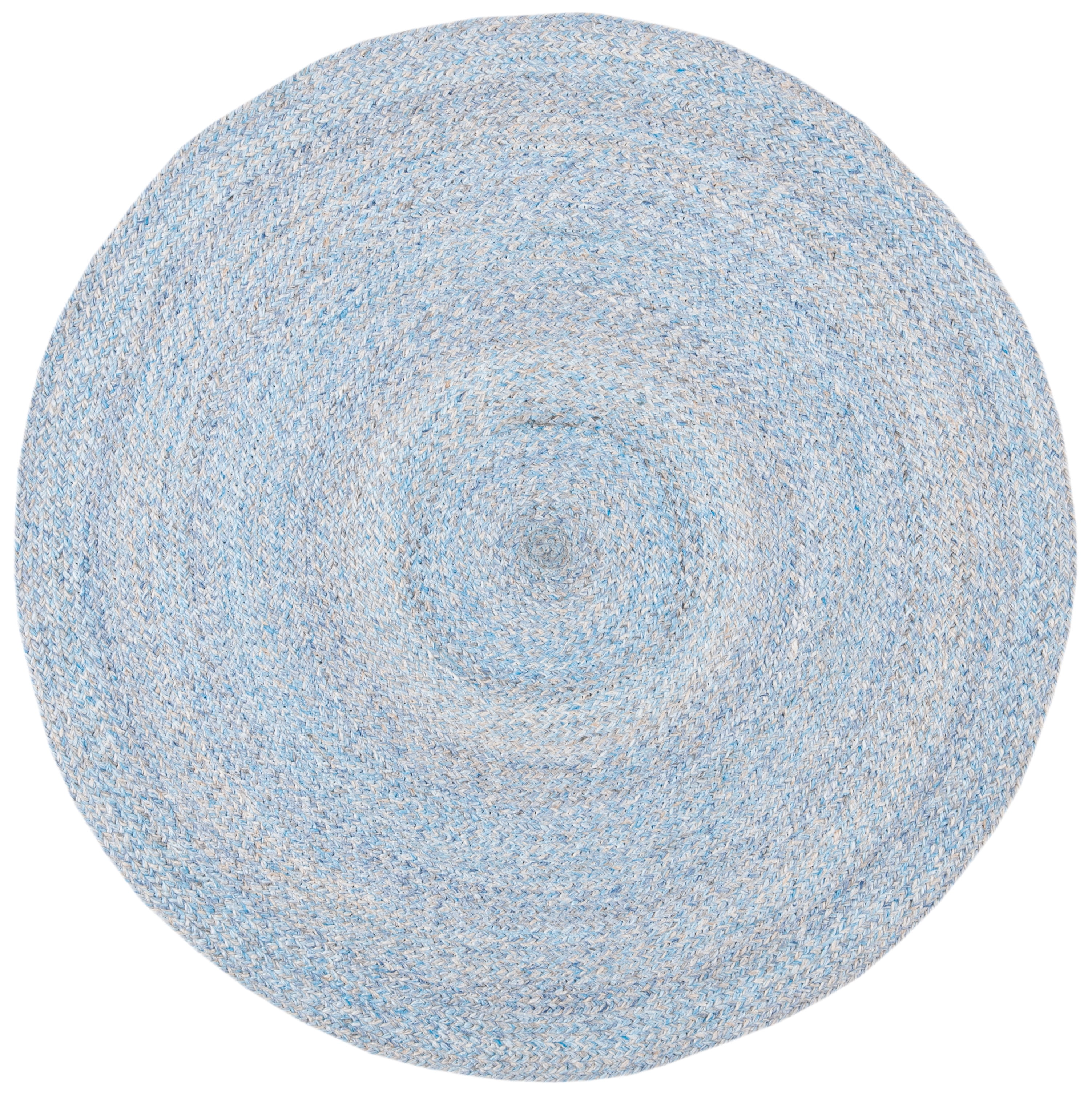 SAFAVIEH Cape Cod Audra Solid Polyester Area Rug, Blue, 4' x 4' Round ...