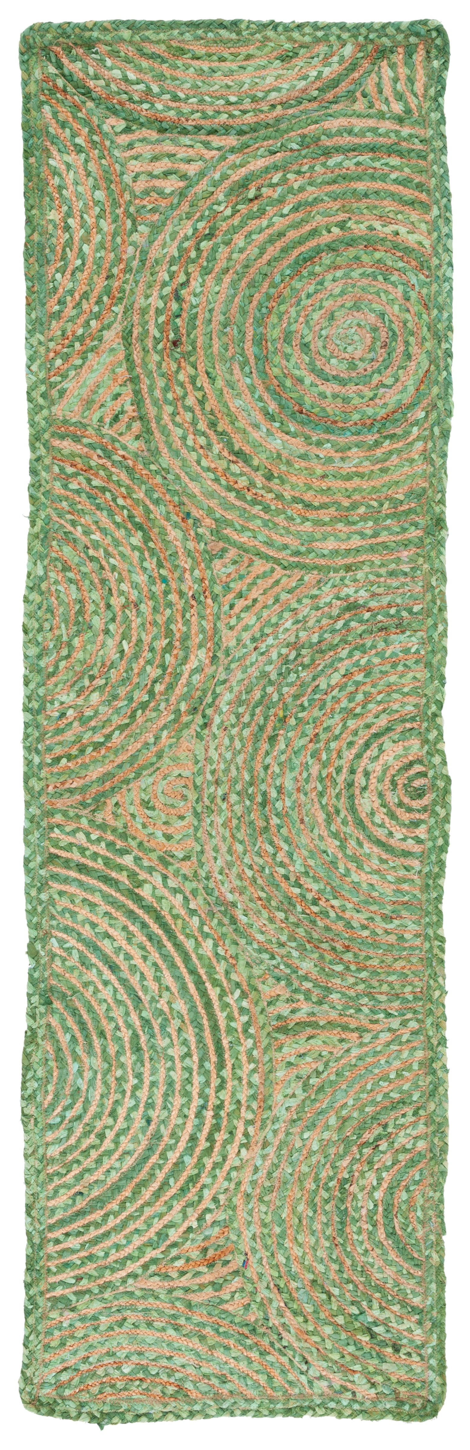SAFAVIEH Cape Cod Bora Geometric Runner Rug, Green/Natural, 2'3" x 8 ...