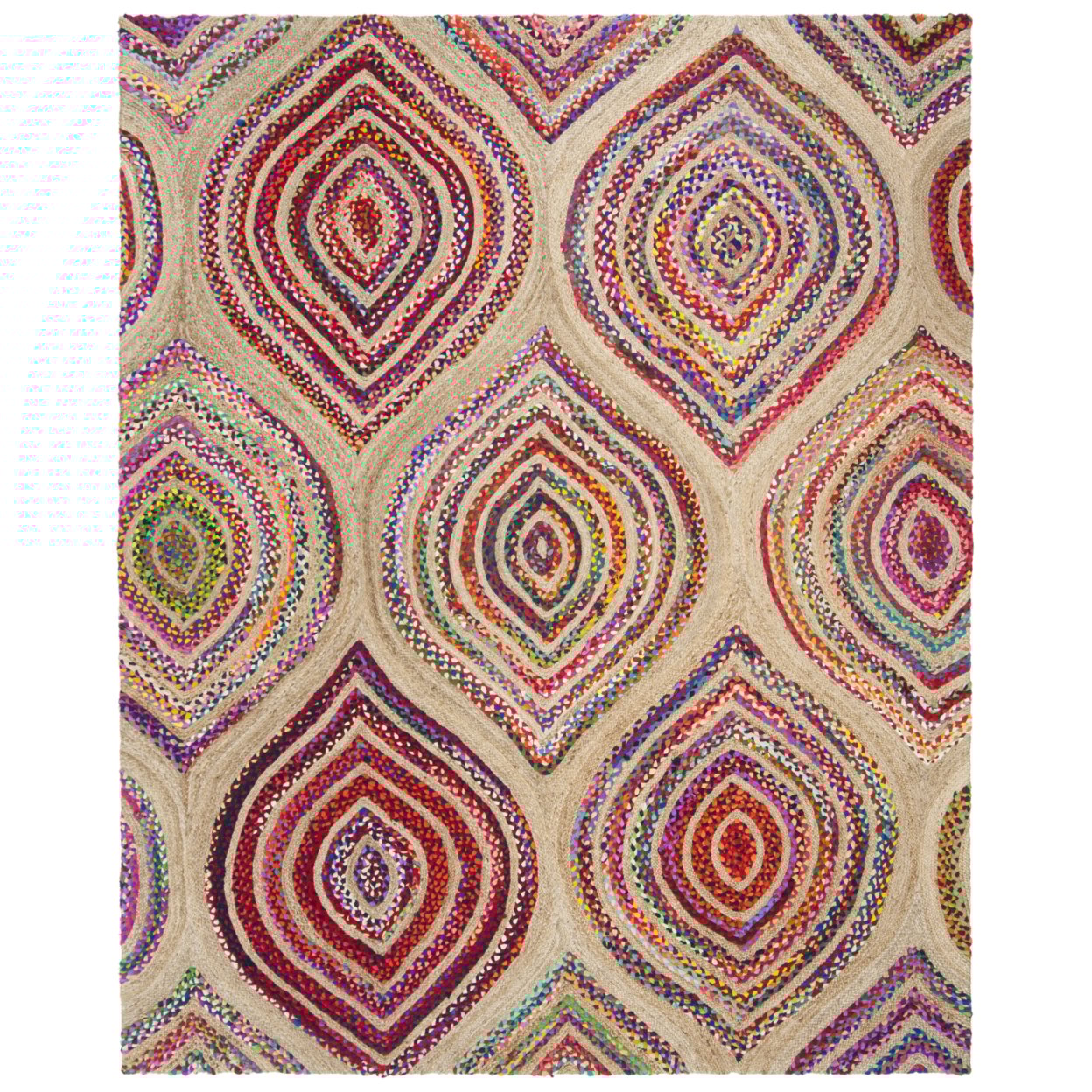 SAFAVIEH Cape Cod Euphemia Geometric Circles Jute Area Rug, 6' x 6 ...