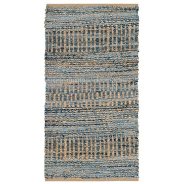 SAFAVIEH Cape Cod Phylliss Geometric Jute Area Rug, 2'3" x 8', Blue ...