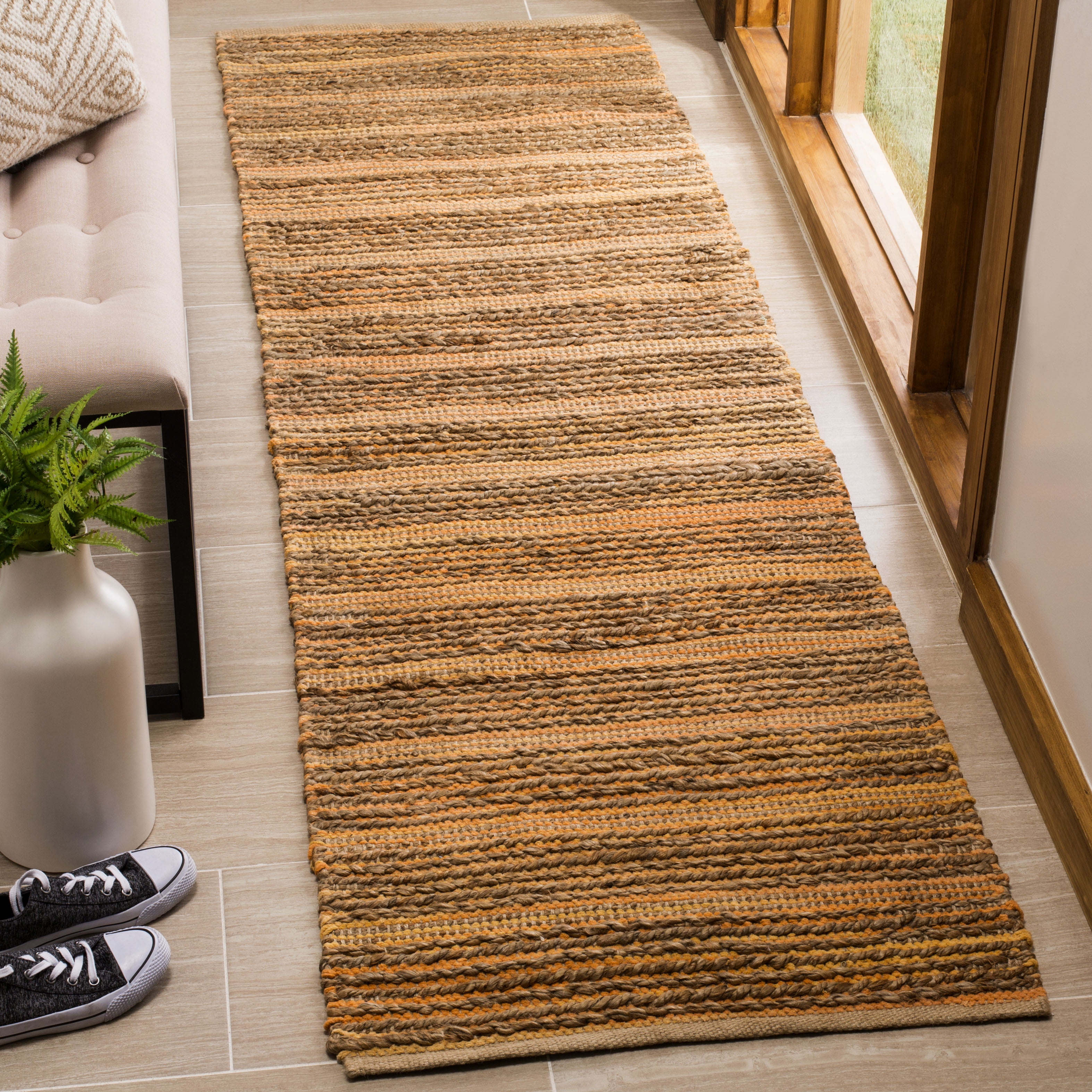 SAFAVIEH Cape Cod Isabella Geometric Runner Rug, Orange, 2'3" x 8 ...