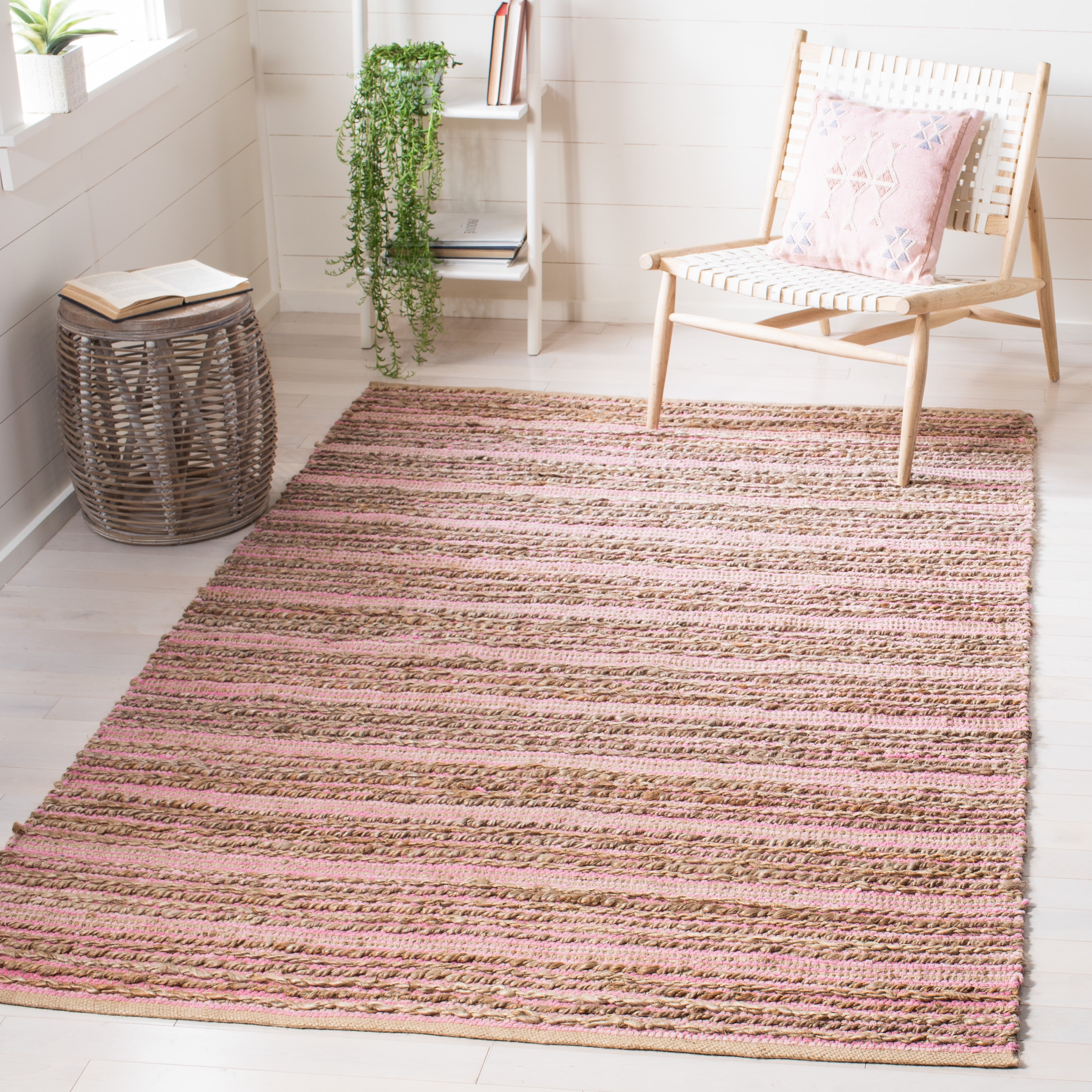 SAFAVIEH Cape Cod Isabella Geometric Area Rug, Light Pink, 3' x 5 ...