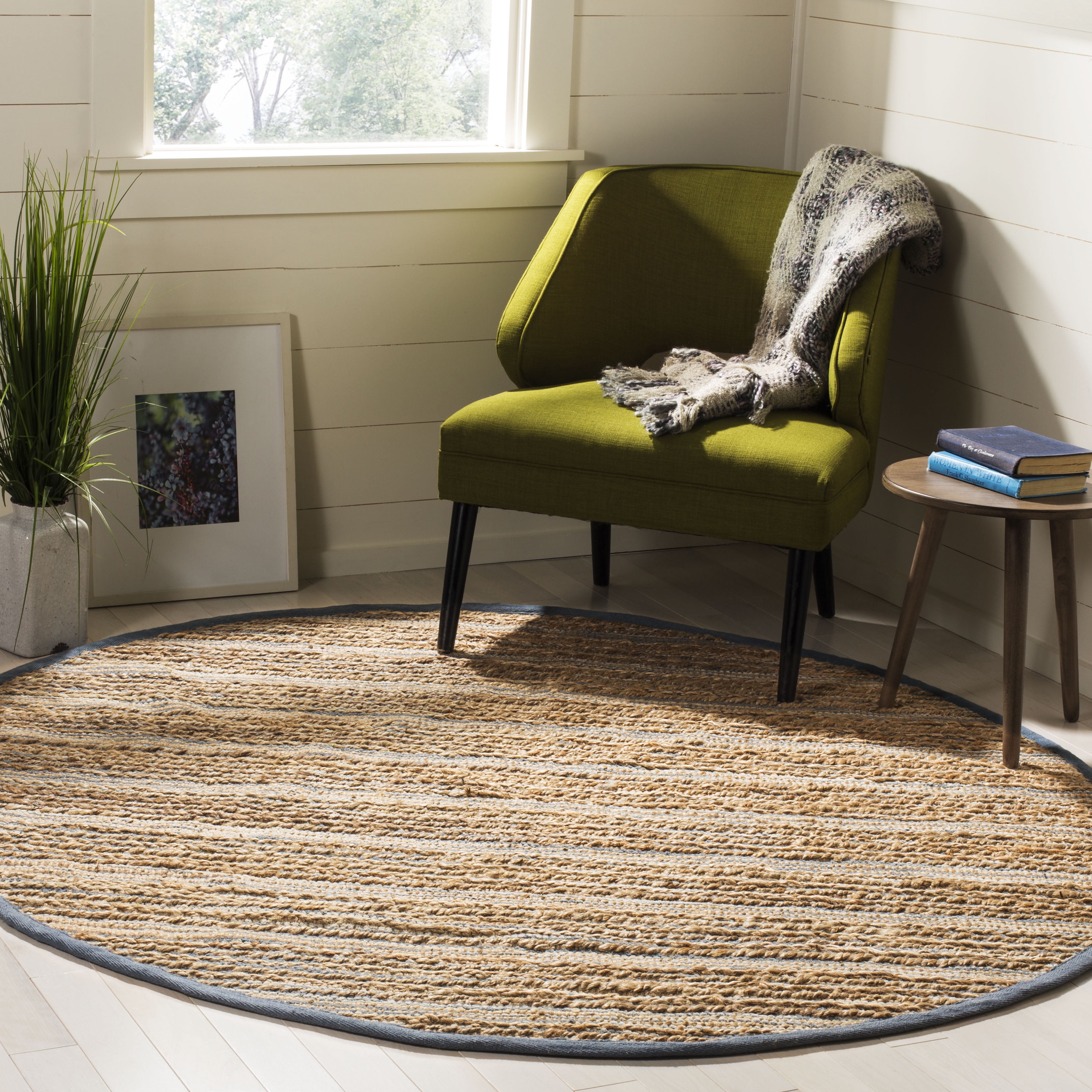 SAFAVIEH Cape Cod Isabella Geometric Area Rug, Blue, 6' x 6' Round ...