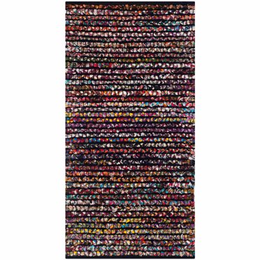 SAFAVIEH Rag Petar Striped Cotton Runner Rug, Green/Multi, 2'3" x 6 ...