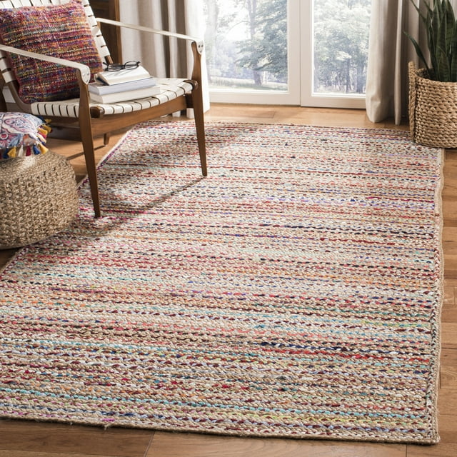 SAFAVIEH Cape Cod Jaylen Braided Striped Jute Area Rug, 4' x 6 ...