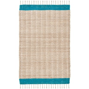 SAFAVIEH Cape Cod Jacinth Striped Area Rug, Natural/Light Blue, 6' x 6 ...