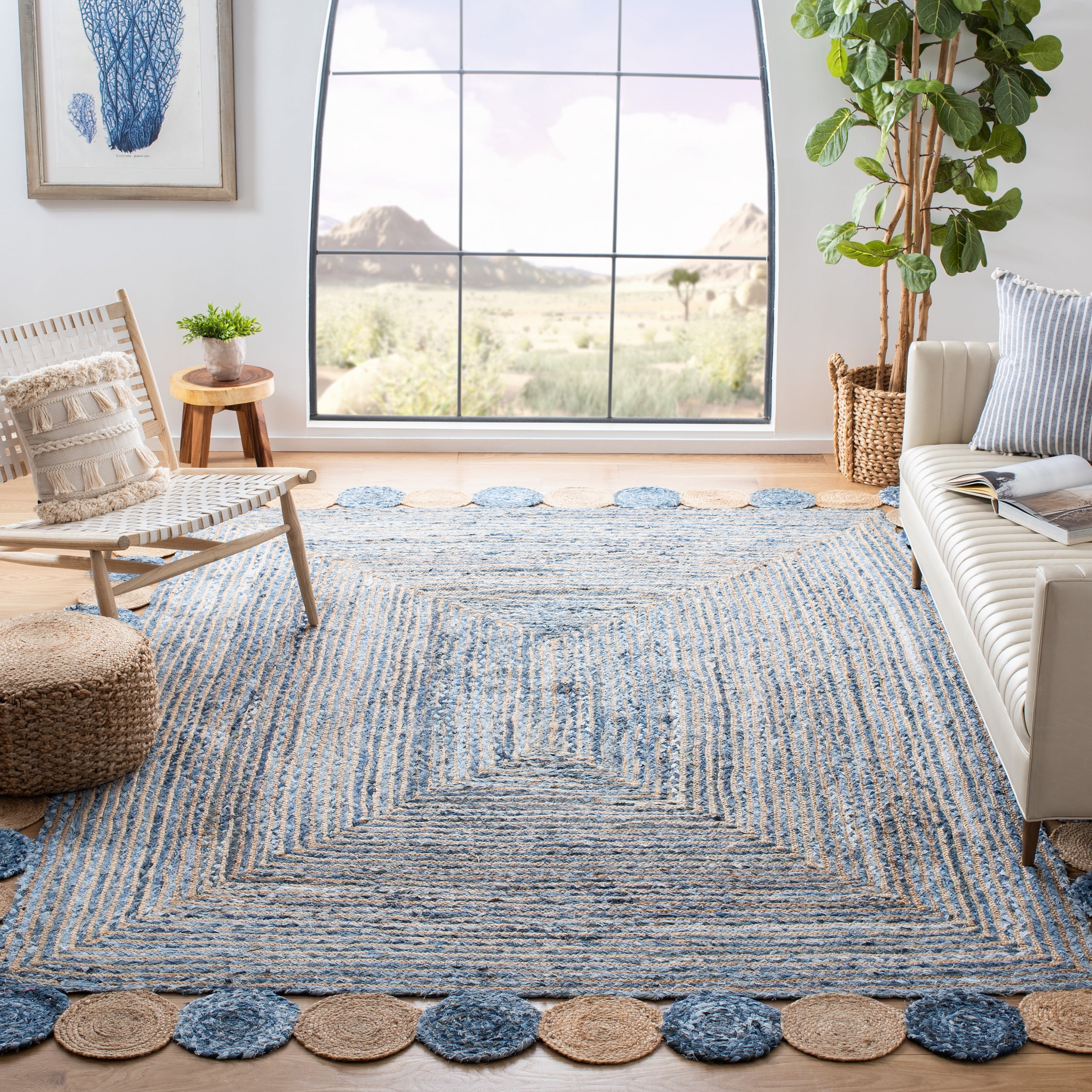 SAFAVIEH Cape Cod Kyle Geometric Area Rug, Blue/Beige, 9' x 12' - Walmart.com