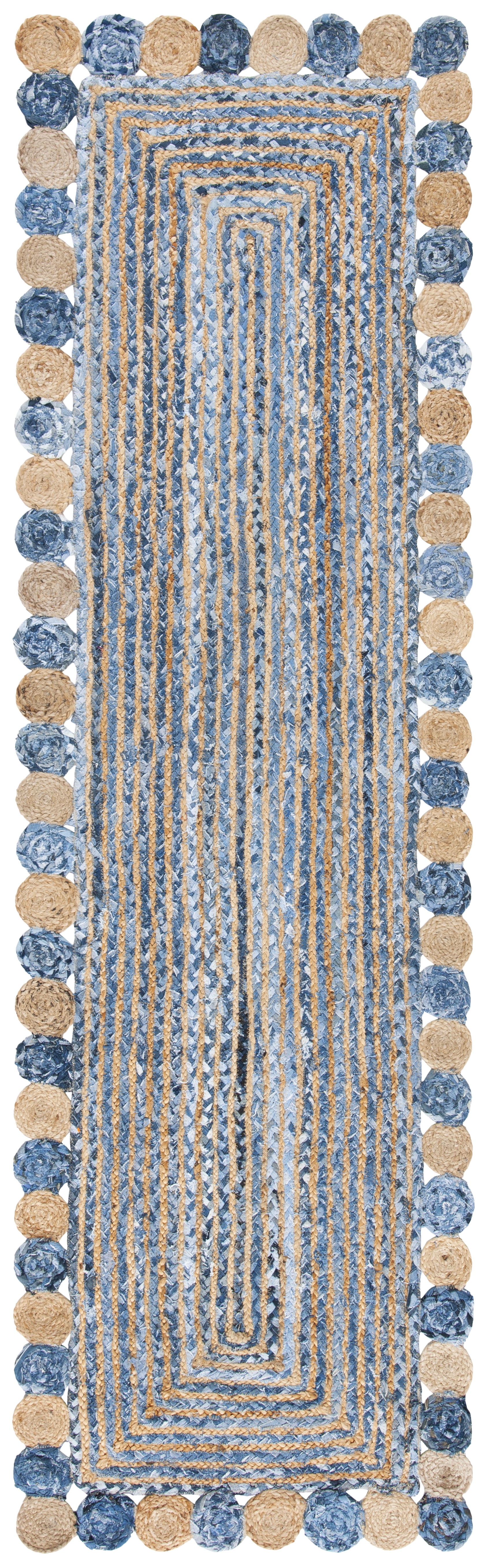 SAFAVIEH Cape Cod Kyle Geometric Runner Rug, Blue/Beige, 2'3" x 12 ...