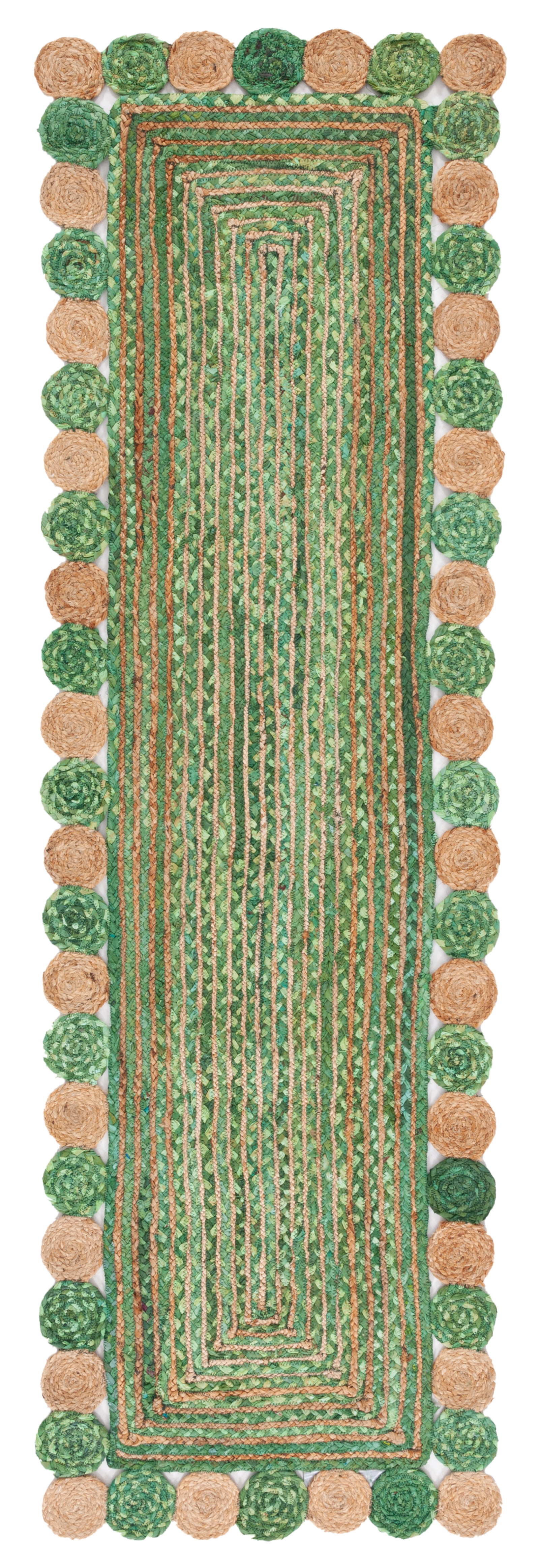 SAFAVIEH Cape Cod Kyle Geometric Runner Rug, Green/Natural, 2'3" x 8 ...