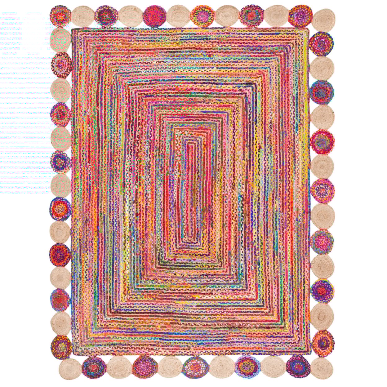 SAFAVIEH Cape Cod Miah Braided Area Rug, 8' x 10', Beige/Multi ...