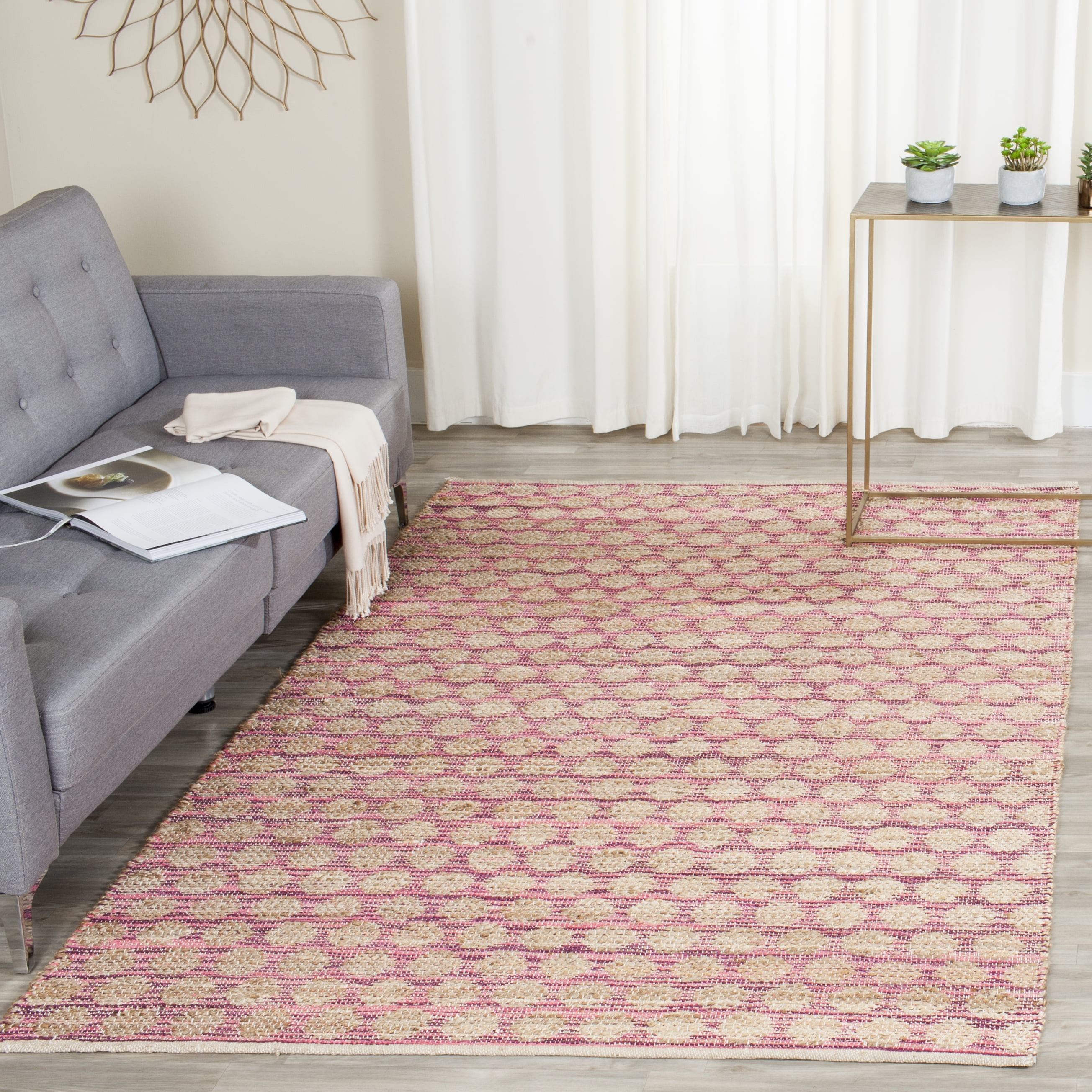 SAFAVIEH Cape Cod Machayla Geometric Area Rug, Maroon/Natural, 8' x 10 ...