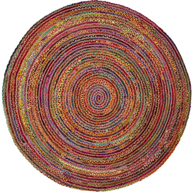 SAFAVIEH Cape Cod Miah Braided Area Rug, 8' x 8' Round, Red/Multi ...