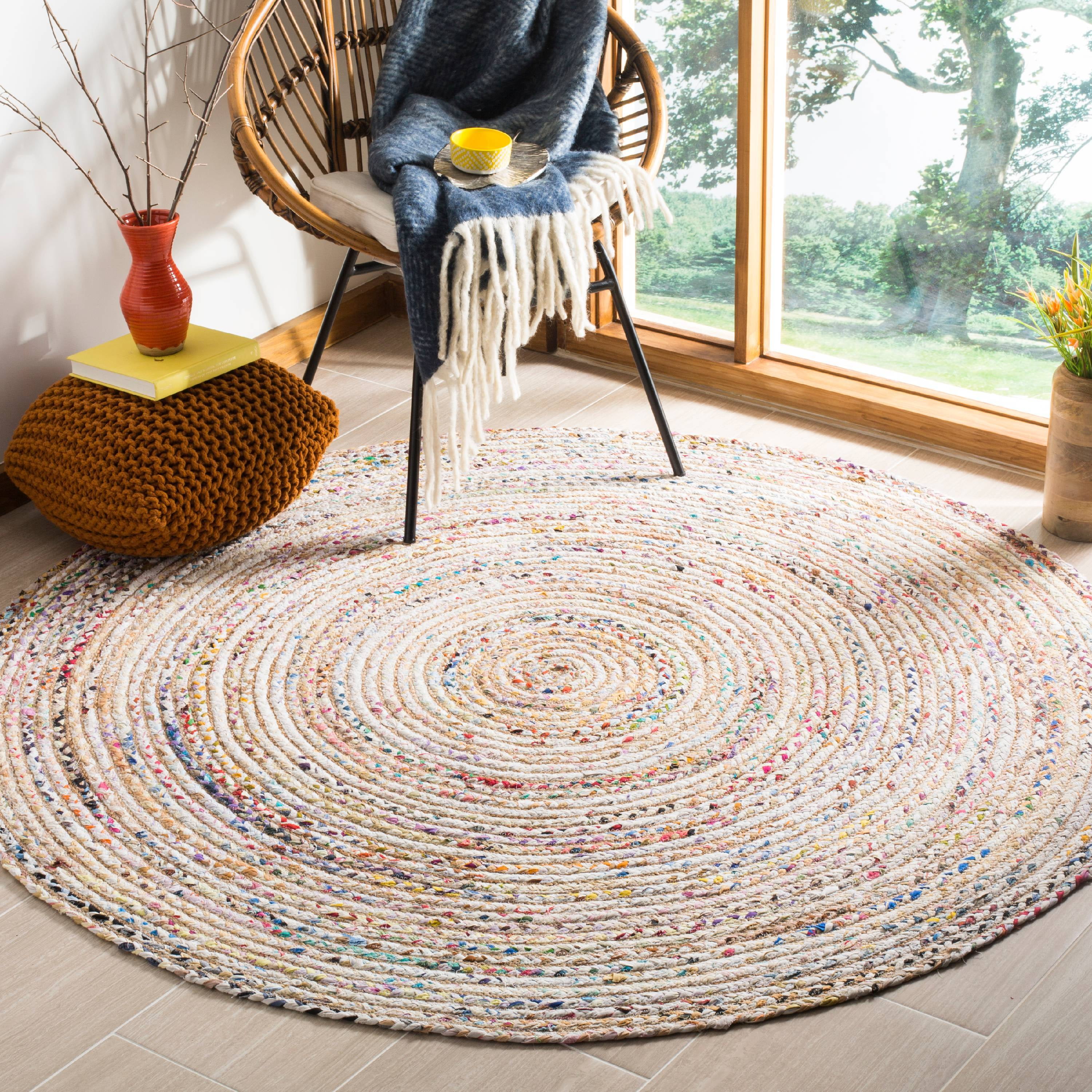 Safavieh Cape Cod Miah Geometric Area Rug, Beige Multi, 5' Round ...