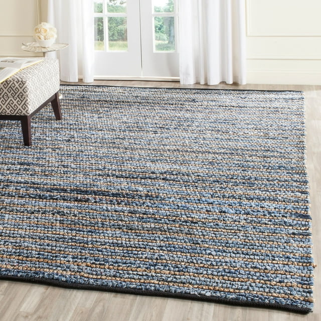 SAFAVIEH Cape Cod Signe Braided Striped Area Rug, 9' x 12', Blue ...