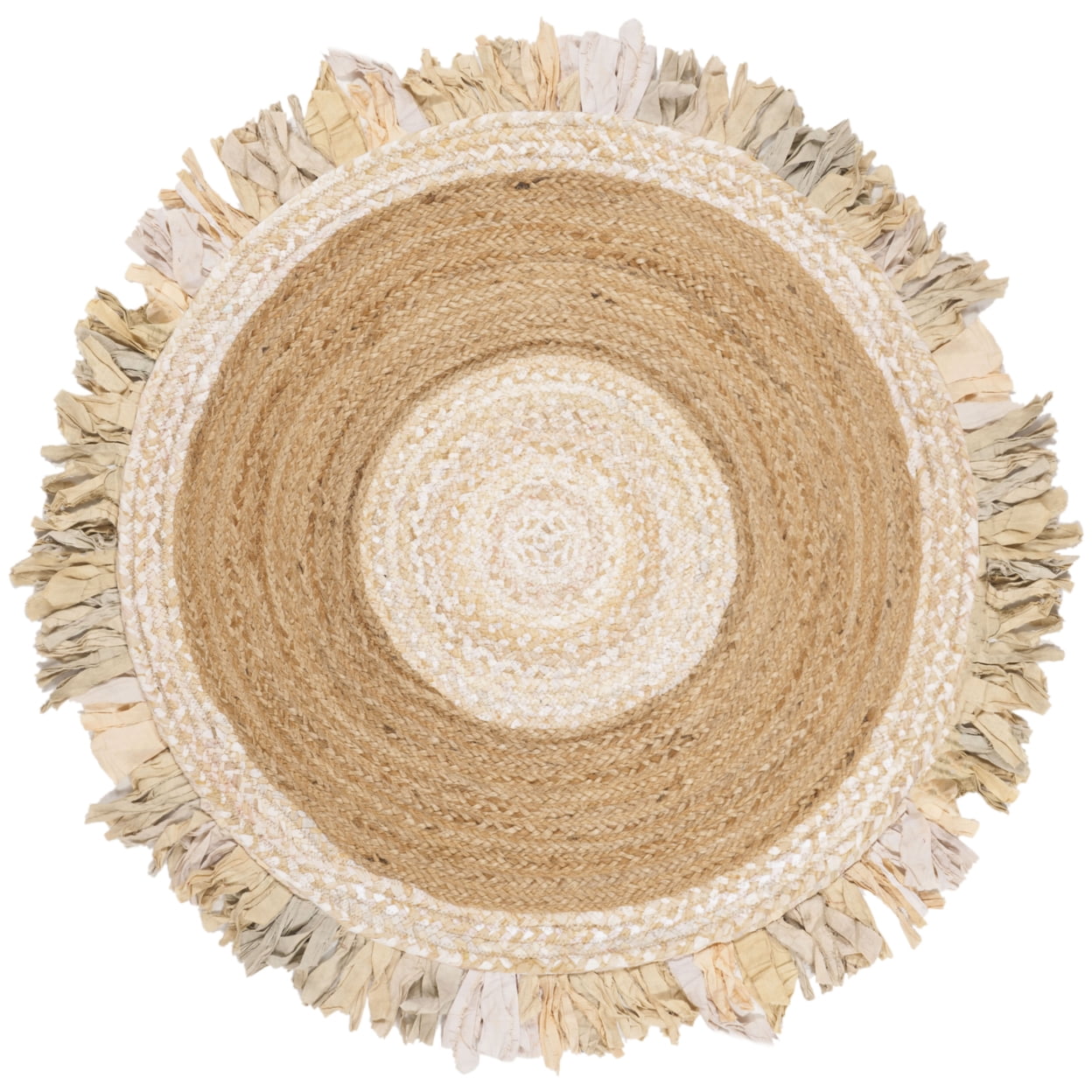 SAFAVIEH Cape Cod Susan Striped Area Rug, Beige/Natural, 6' x 6' Round ...