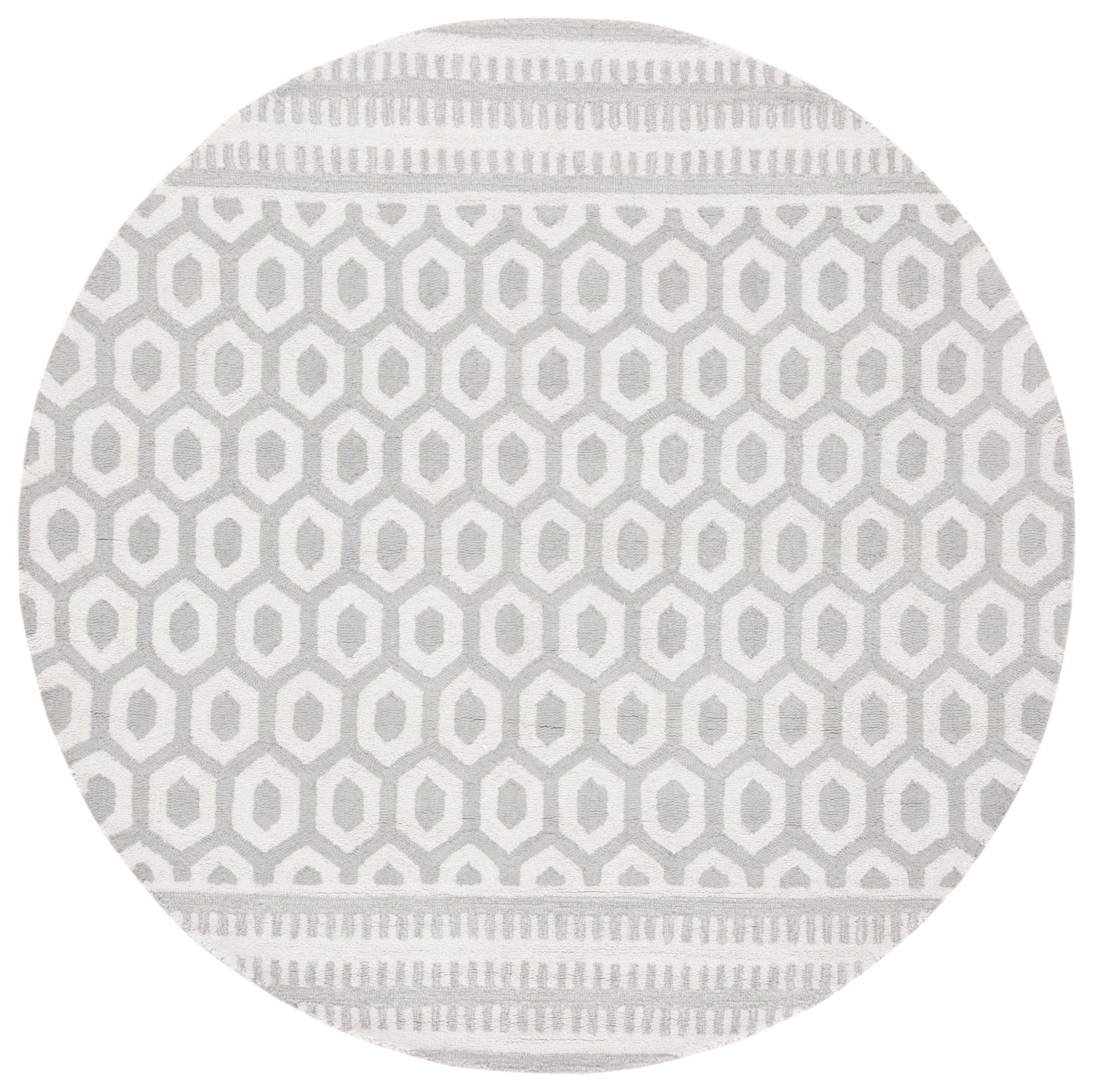 SAFAVIEH Capri Alfreda Geometric Area Rug, Ivory/Grey, 6' x 6' Round ...