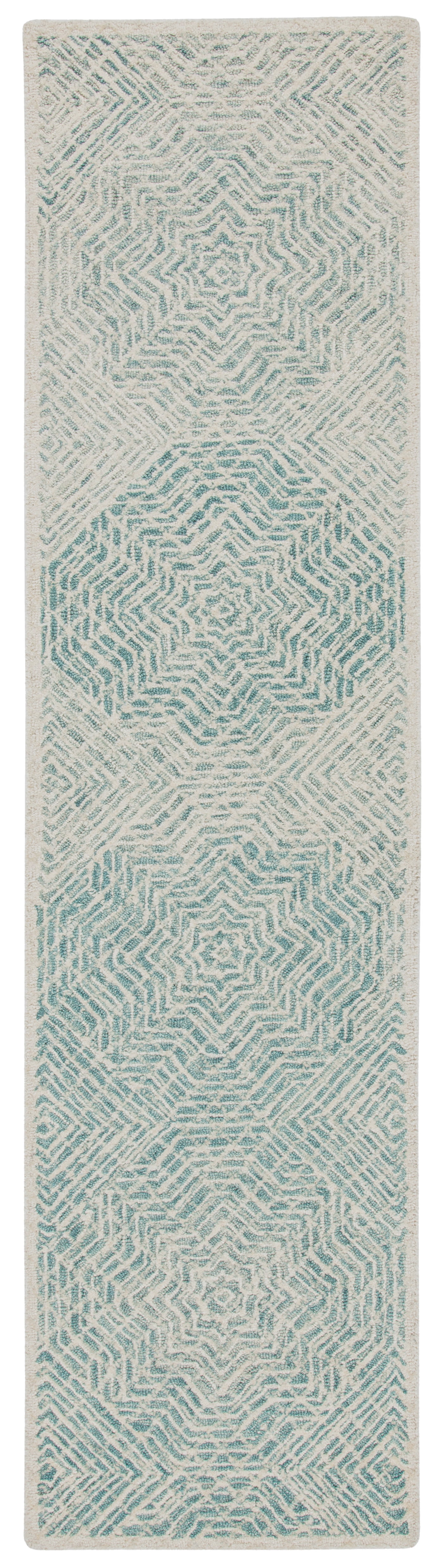 SAFAVIEH Capri Layla Geometric Wool Runner Rug, Blue/Ivory, 2'3" x 9 ...
