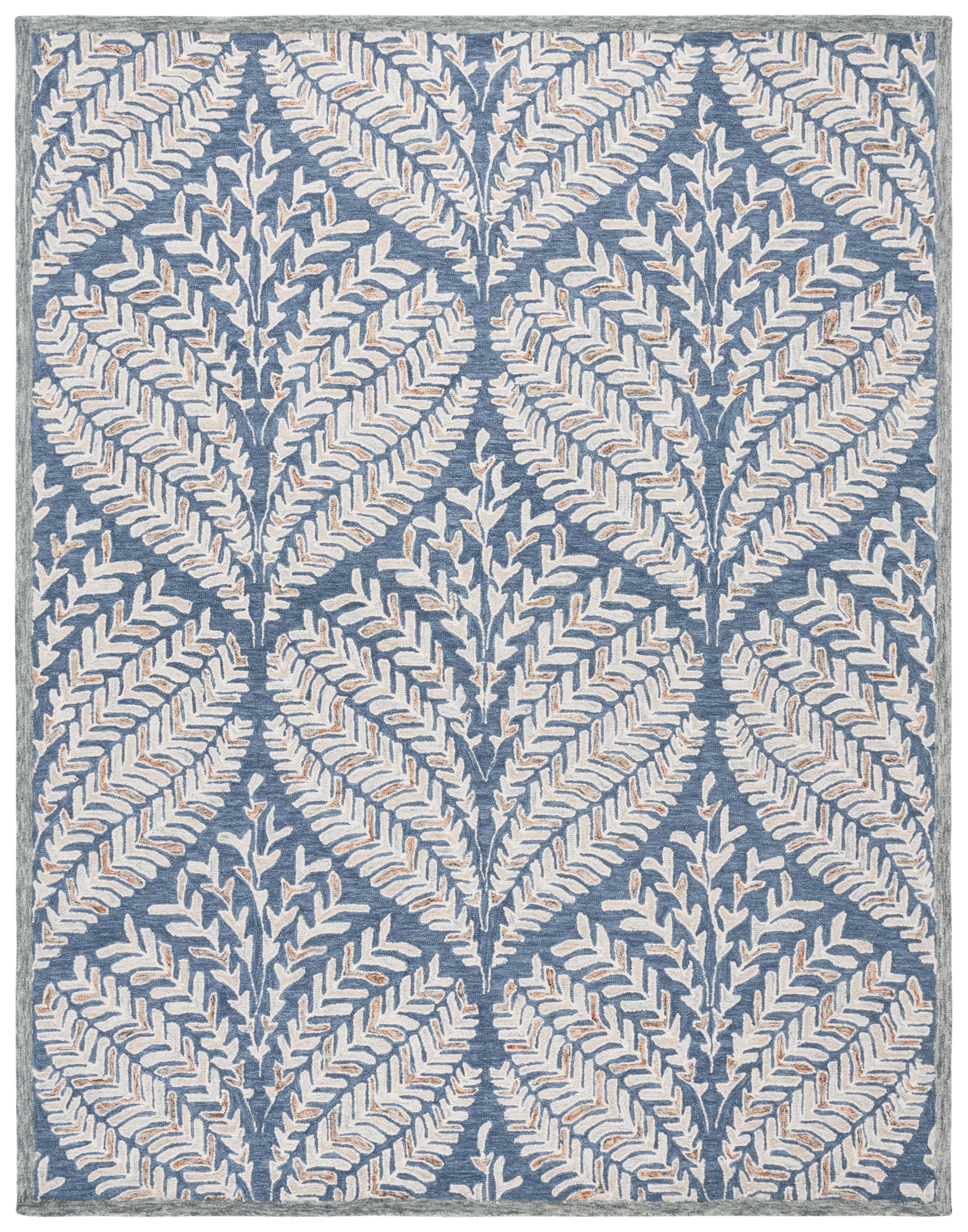 SAFAVIEH Capri Proinsias Leaves Wool Area Rug, Grey/Ivory, 9' x 12 ...