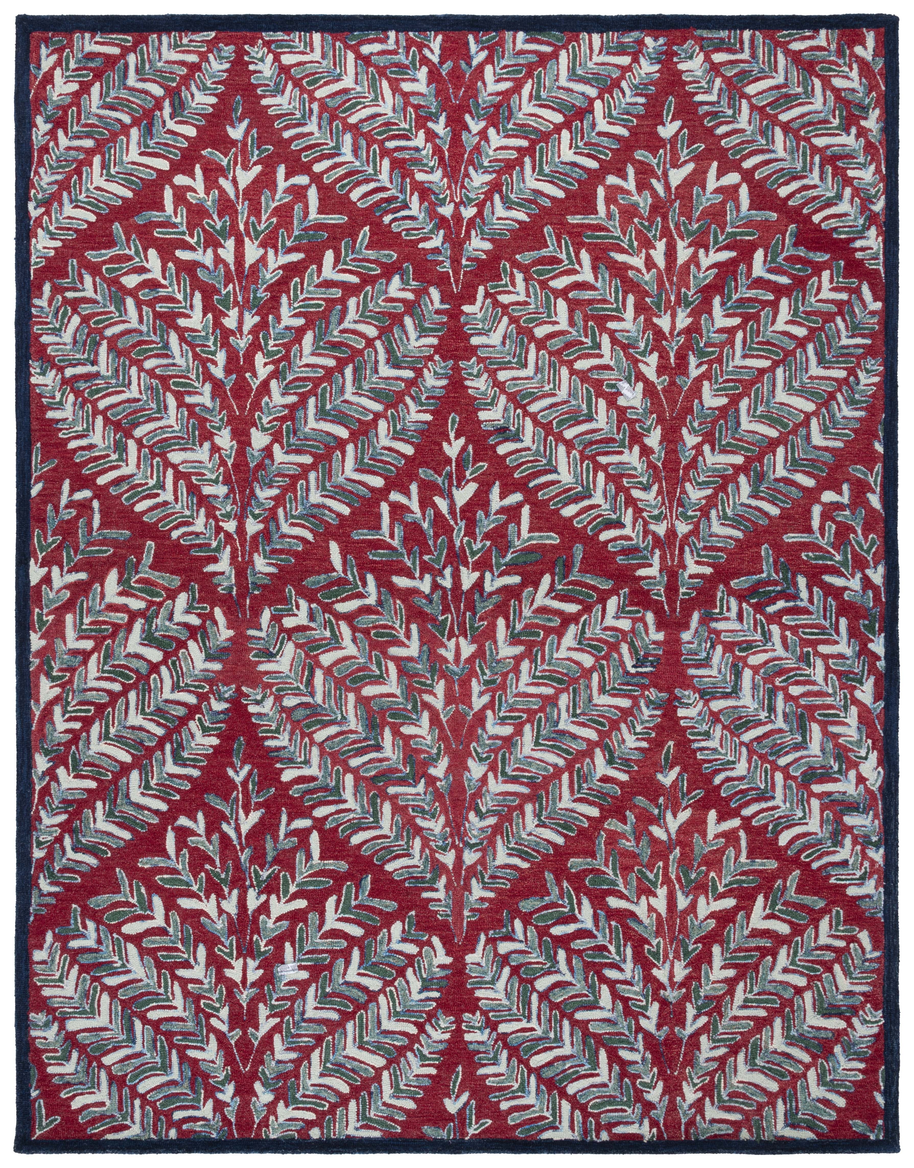 SAFAVIEH Capri Proinsias Leaves Wool Area Rug, Red/Green, 8' x 10 ...