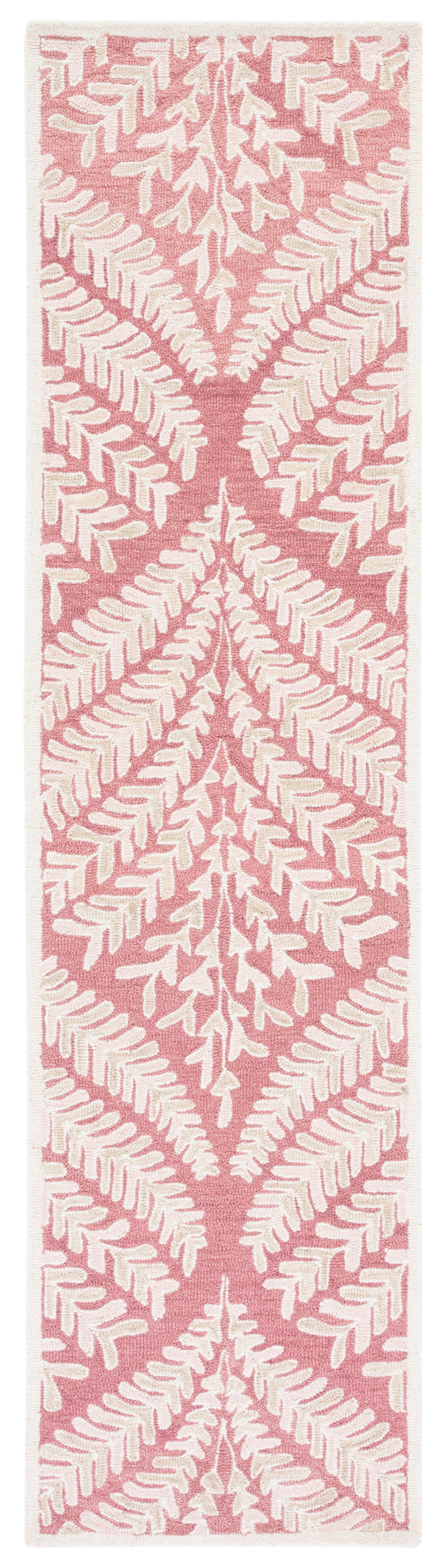 SAFAVIEH Capri Proinsias Leaves Wool Runner Rug, Pink/Ivory, 2'3" x 5 ...
