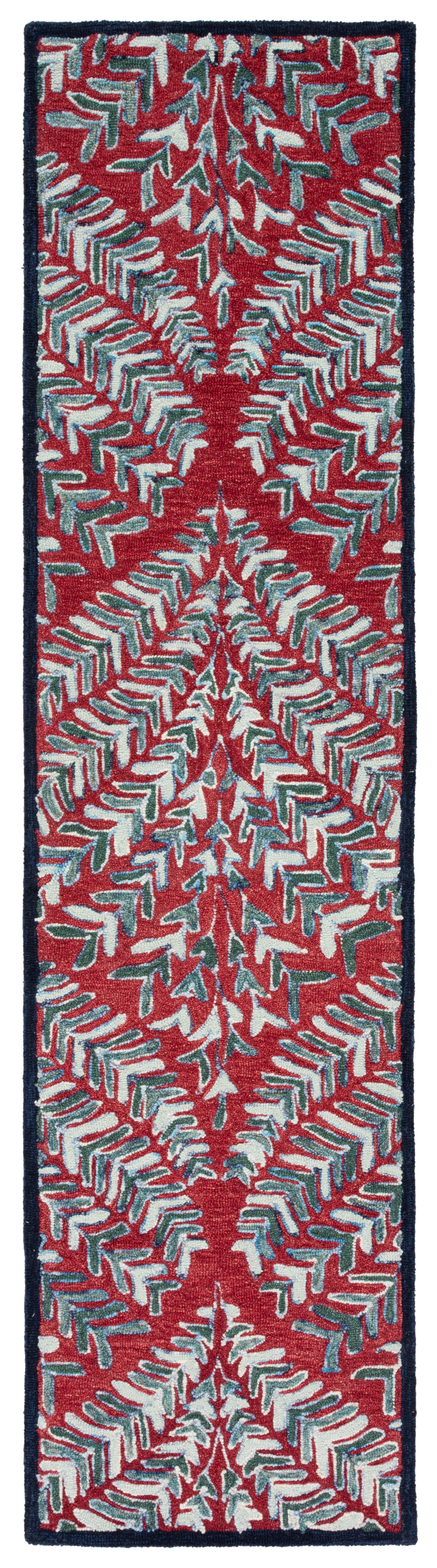 SAFAVIEH Capri Proinsias Leaves Wool Runner Rug, Red/Green, 2'3" x 9 ...