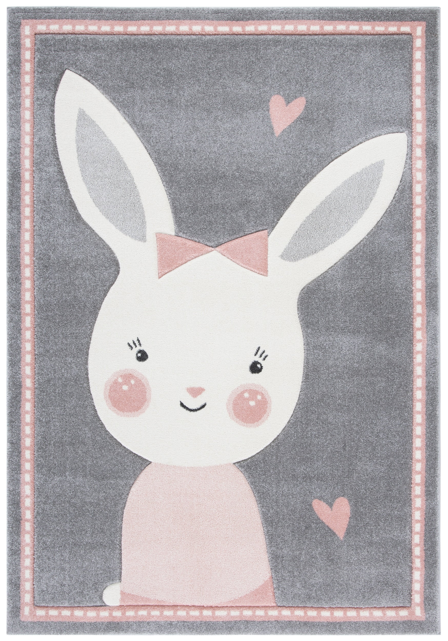 SAFAVIEH Carousel Kids Clark Shy Bunny Area Rug, Grey/Ivory, 3'3" x 5'3 ...