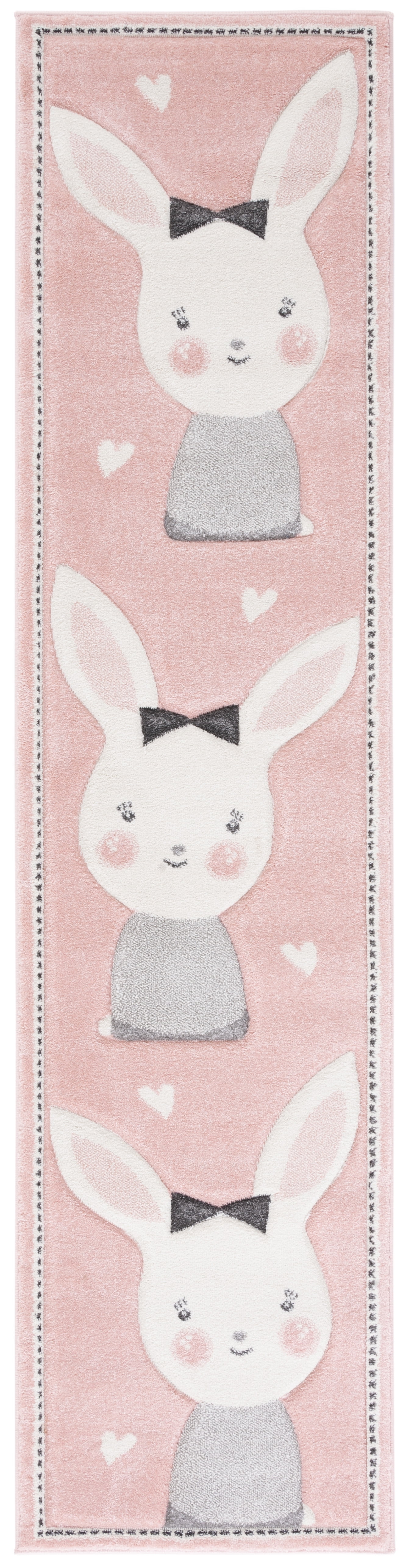 SAFAVIEH Carousel Kids Clark Shy Bunny Runner Rug, Pink/Ivory, 2'3" x ...