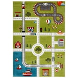 SAFAVIEH Carousel Kids Devan Train Track Area Rug, Green/Ivory, 8' x 10 ...
