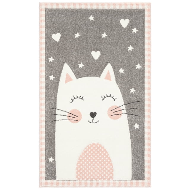 SAFAVIEH Carousel Kids Emelly Happy Cat Area Rug, Pink/Grey, 2'3" x 4 ...