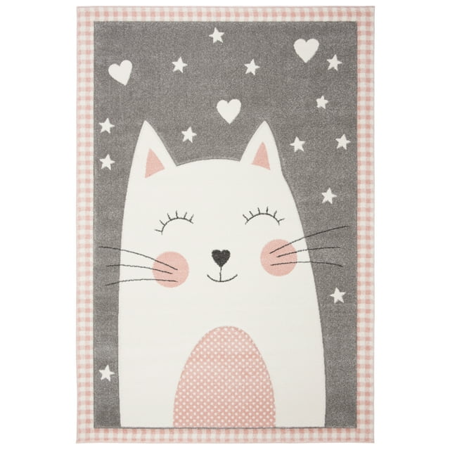 SAFAVIEH Carousel Kids Emelly Happy Cat Area Rug, Pink/Grey, 4' x 6 ...