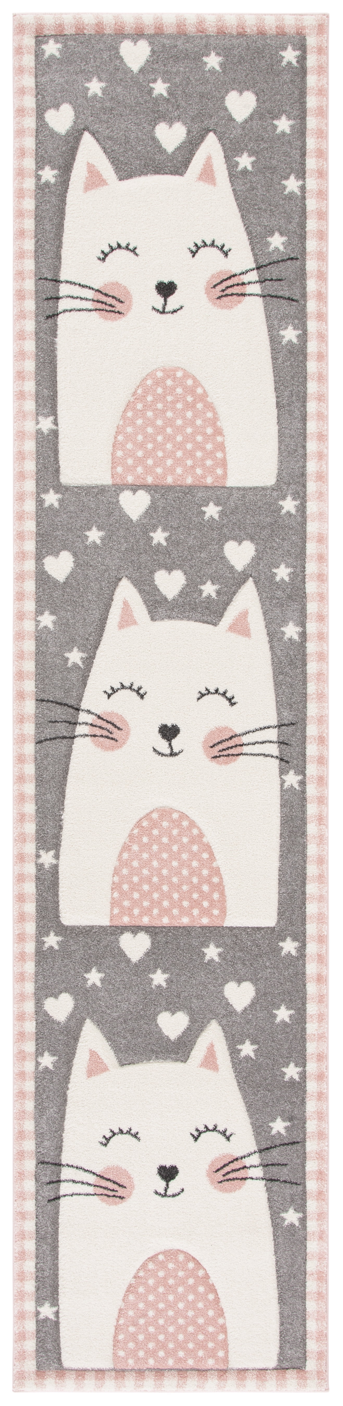 SAFAVIEH Carousel Kids Emelly Happy Cat Runner Rug, Pink/Grey, 2'3" x ...